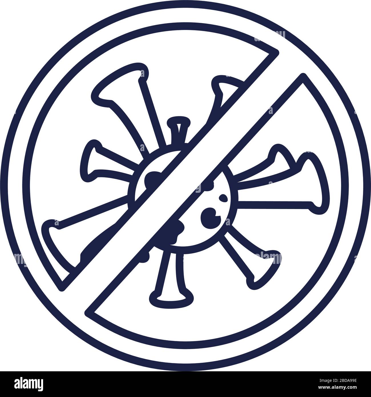 Covid 19 virus with forbidden symbol line style icon design of 2019 ...