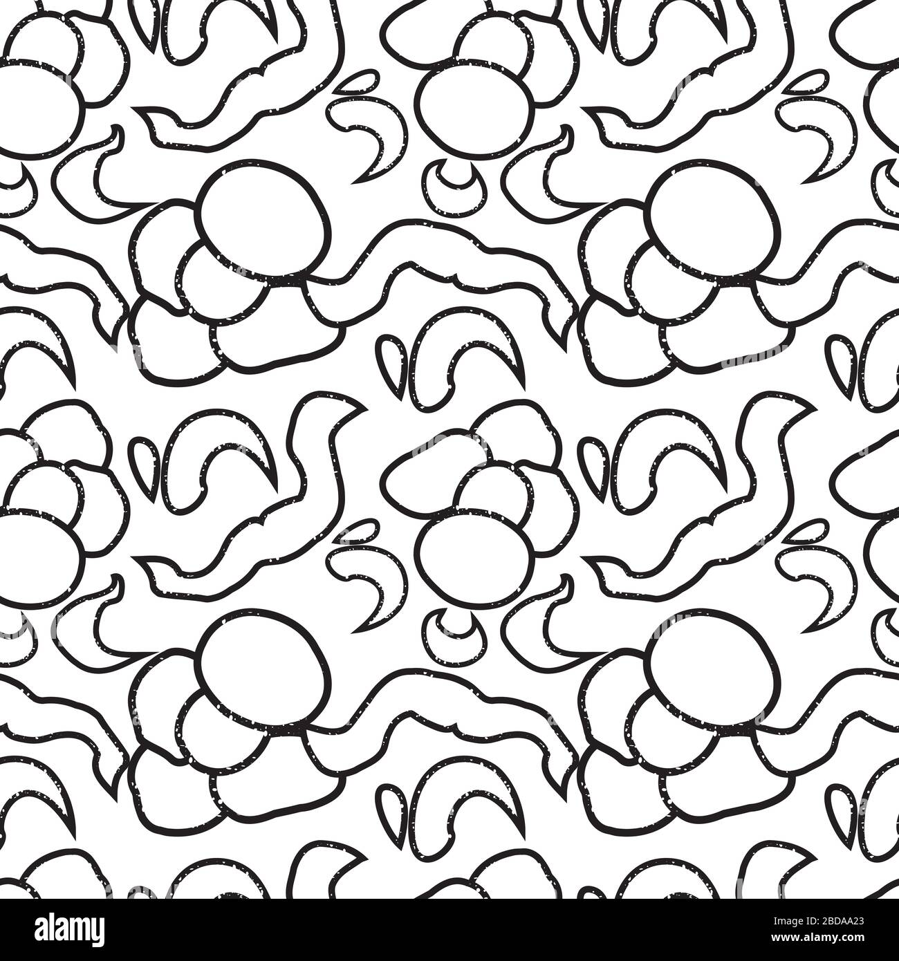 Black and white vector background with curvy ornament. Seamless texture ...