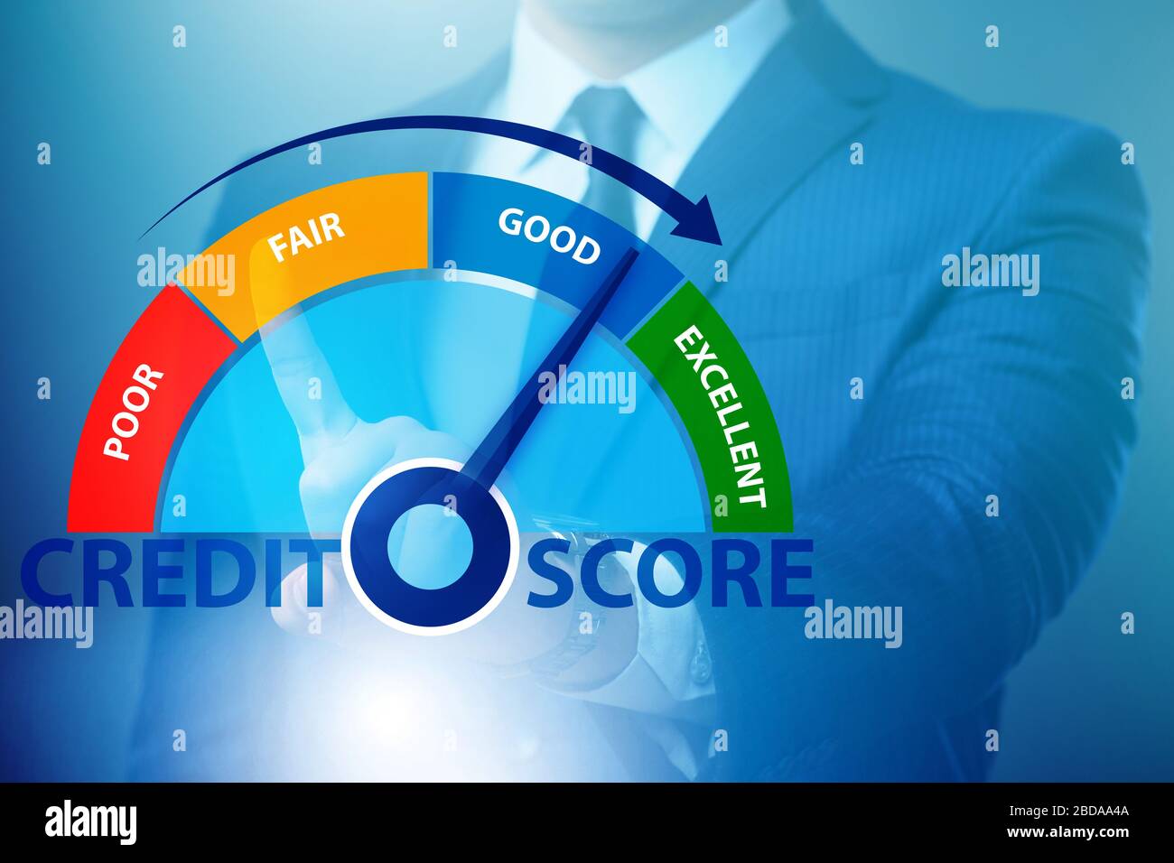 The businessman in credit score concept Stock Photo - Alamy