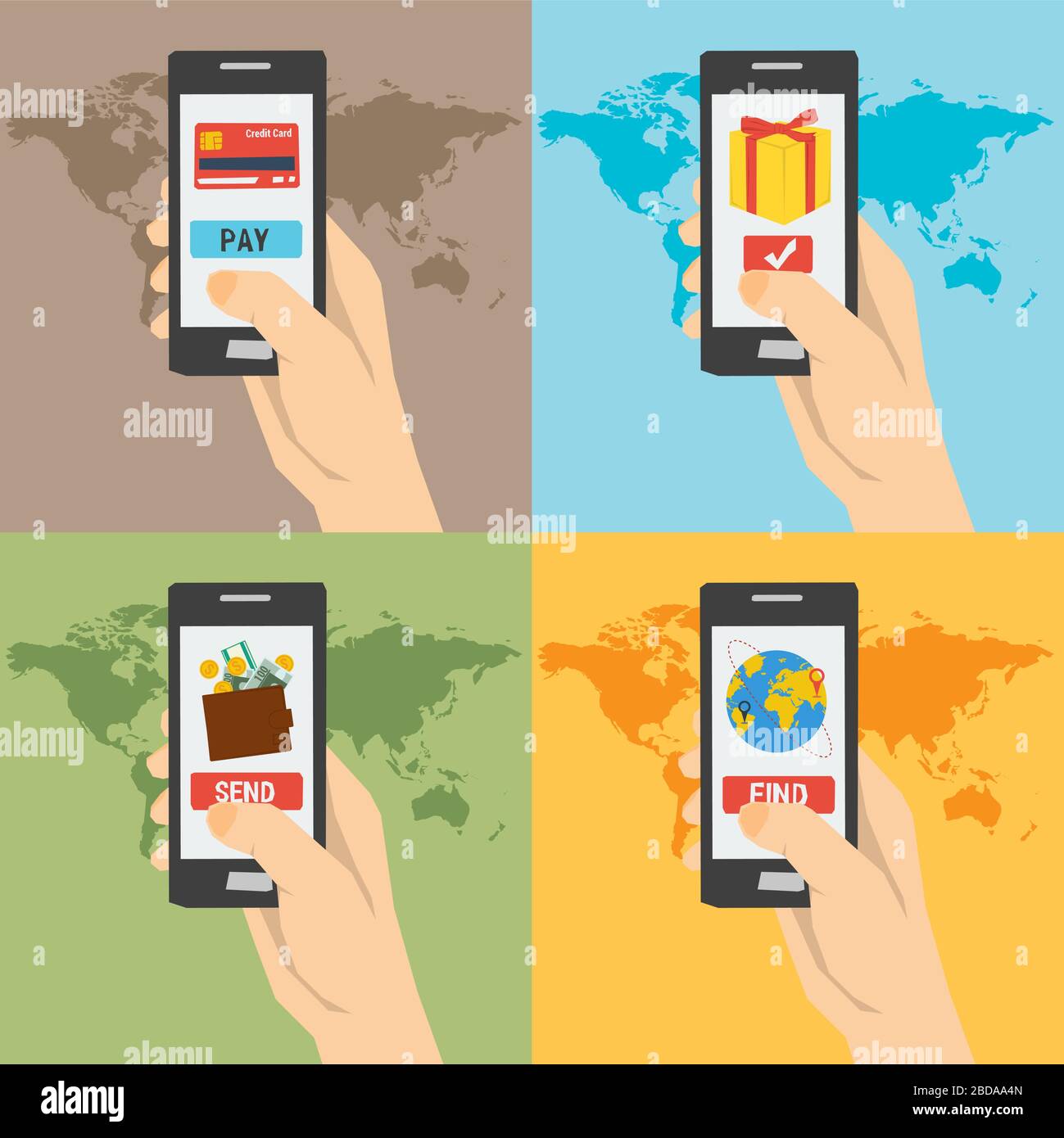 Paying mobile phone hand Stock Vector Images - Alamy