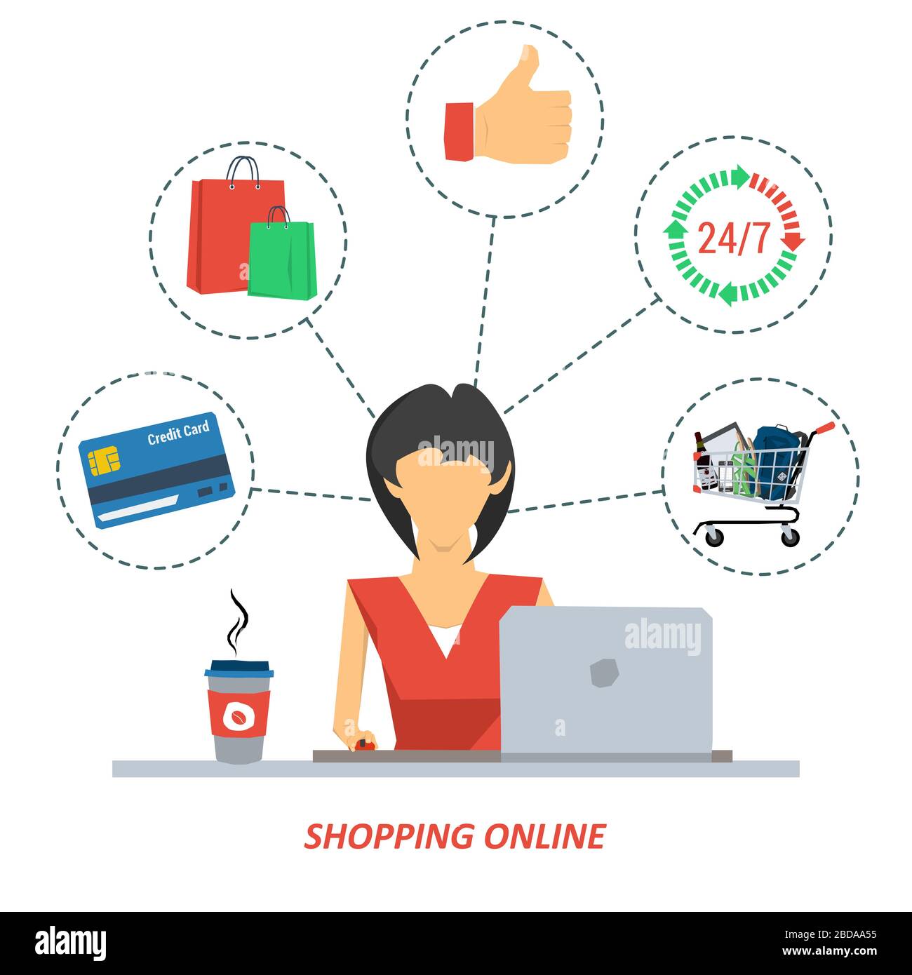 Shopping basket illustration coffee hi-res stock photography and images ...