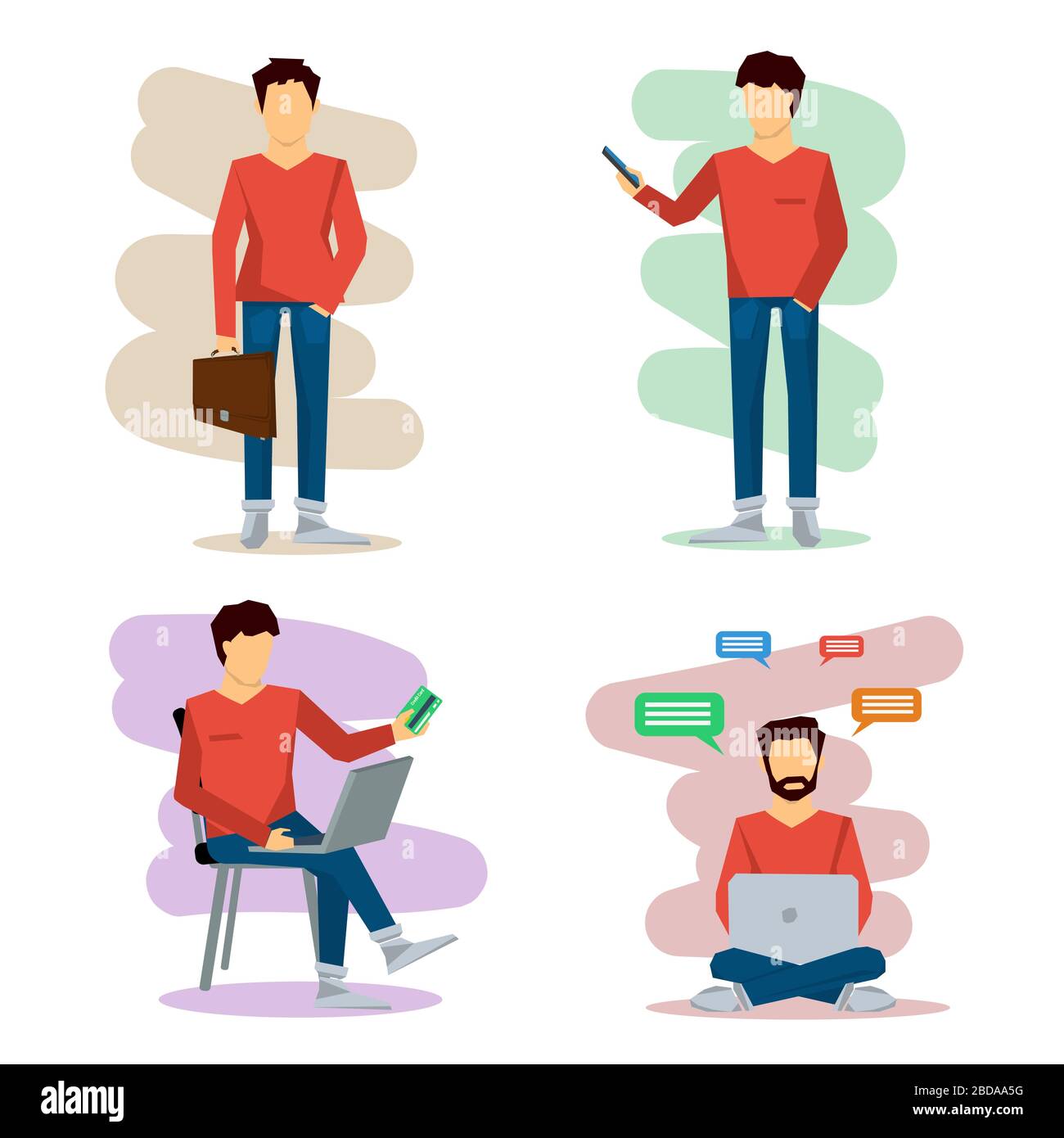 Worker salesman in red Stock Vector Images - Alamy