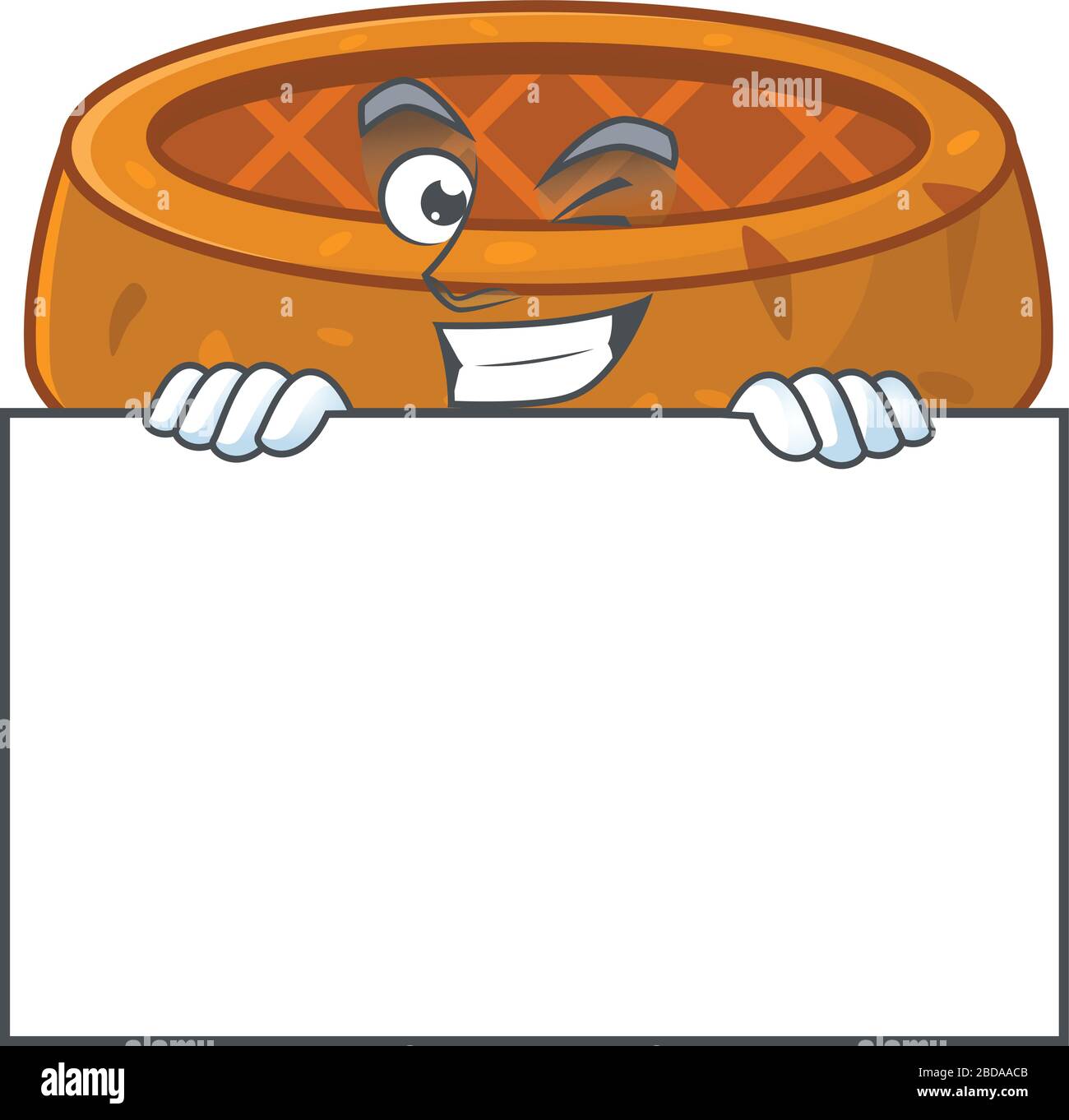 Sneaky peanut cookies cartoon character style hiding behind a board ...