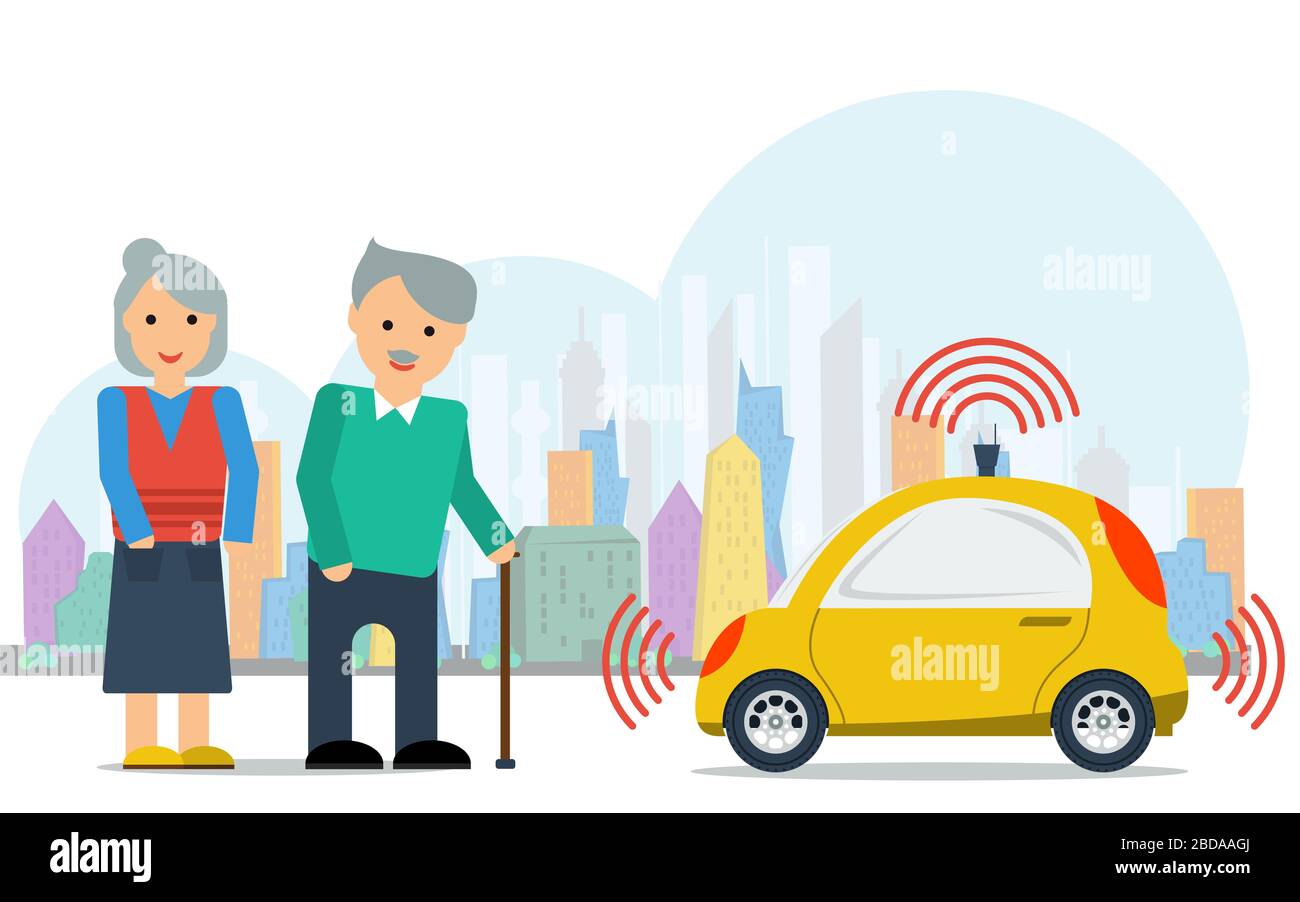 Autonomous smart car illustration Stock Vector Images - Alamy