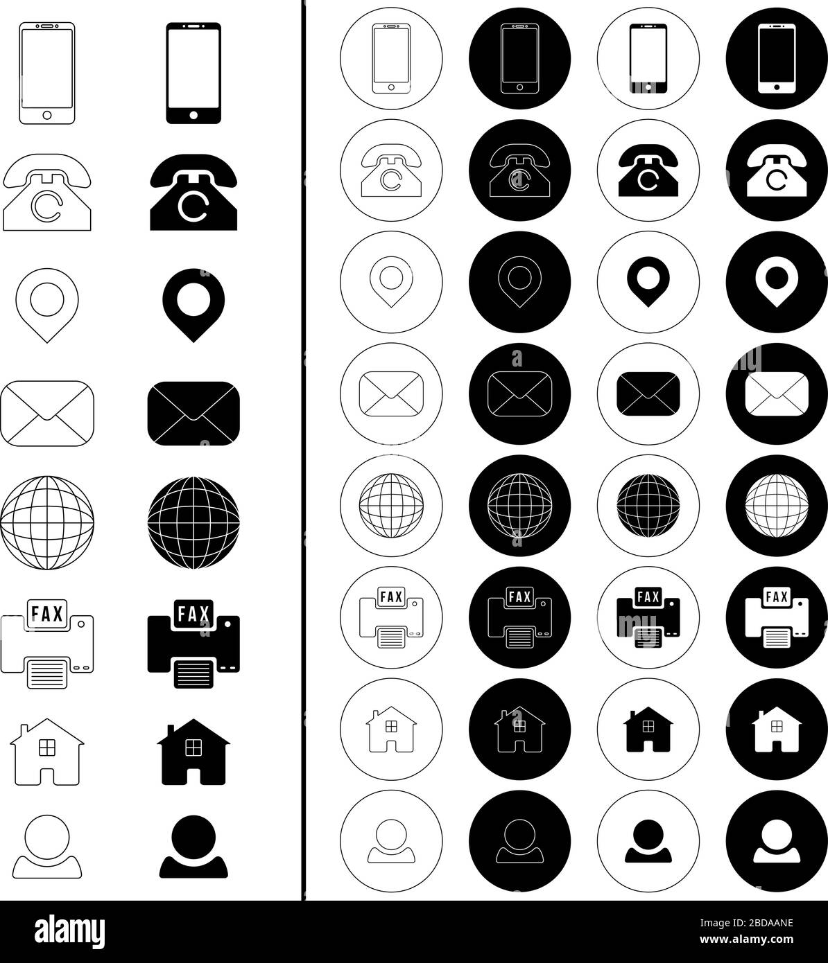 Contact us icons. Simple flat vector icons set on white background ...