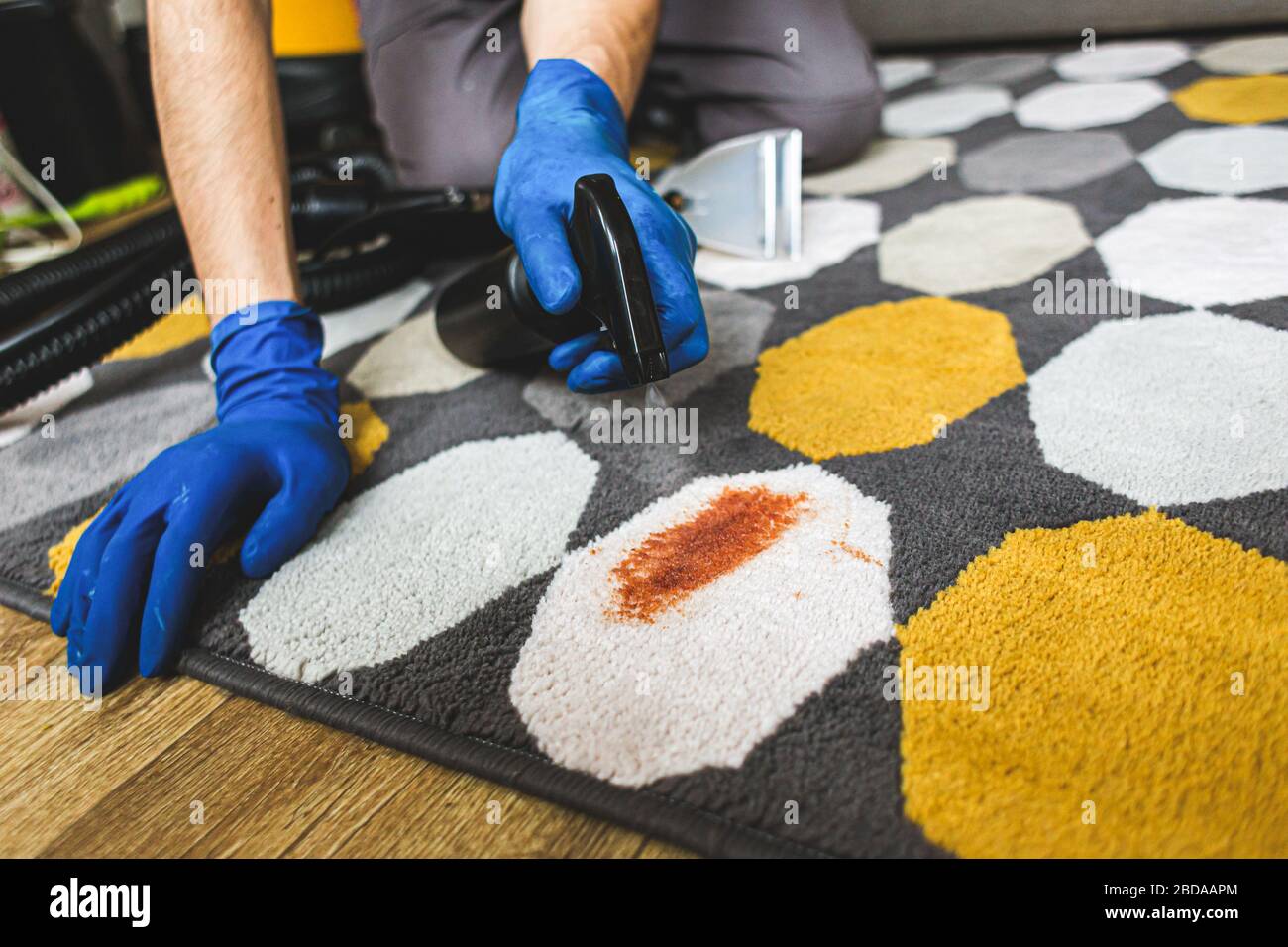 Young man washing carpet on hi-res stock photography and images - Alamy
