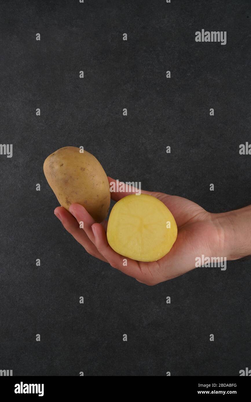 Fresh patato on dark background Stock Photo - Alamy