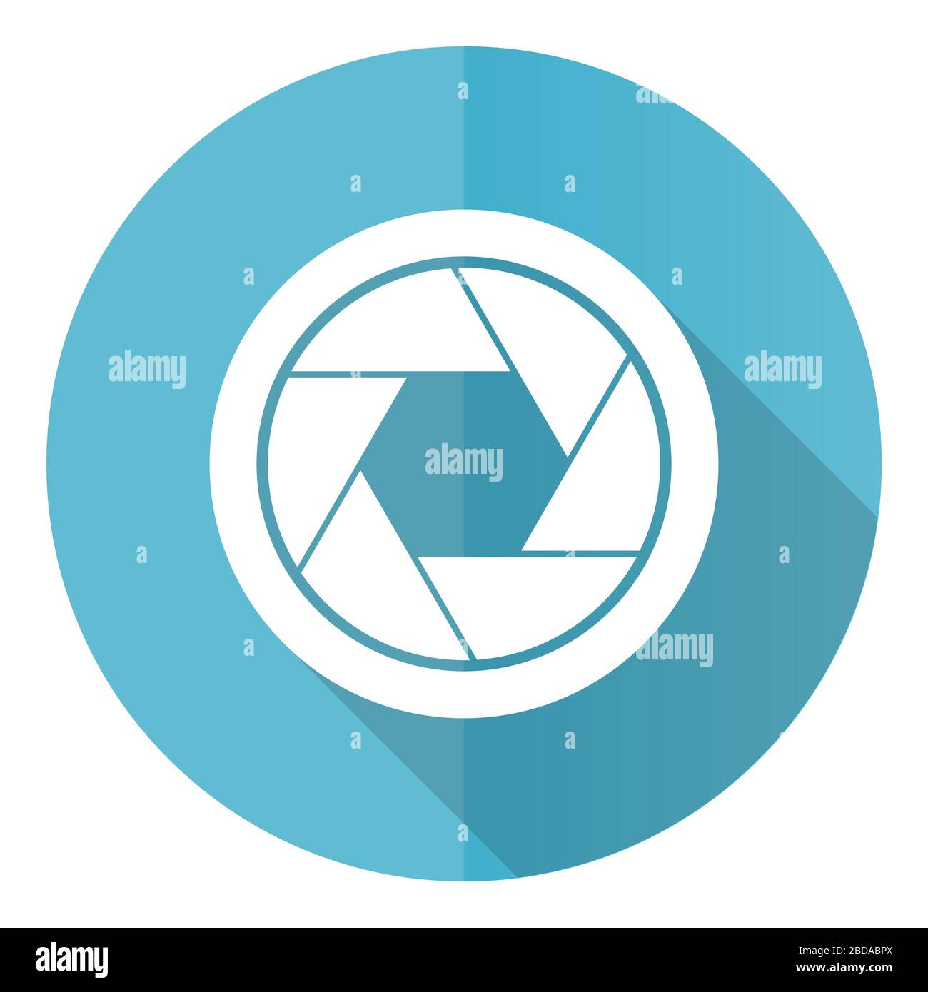 Photo Shutter Blue Round Flat Design Vector Icon Isolated On White