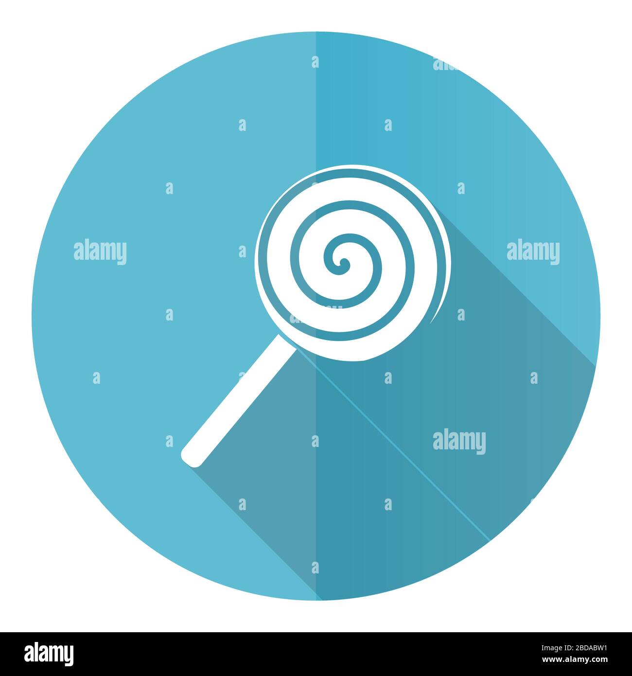 Lollipop blue round flat design vector icon isolated on white ...