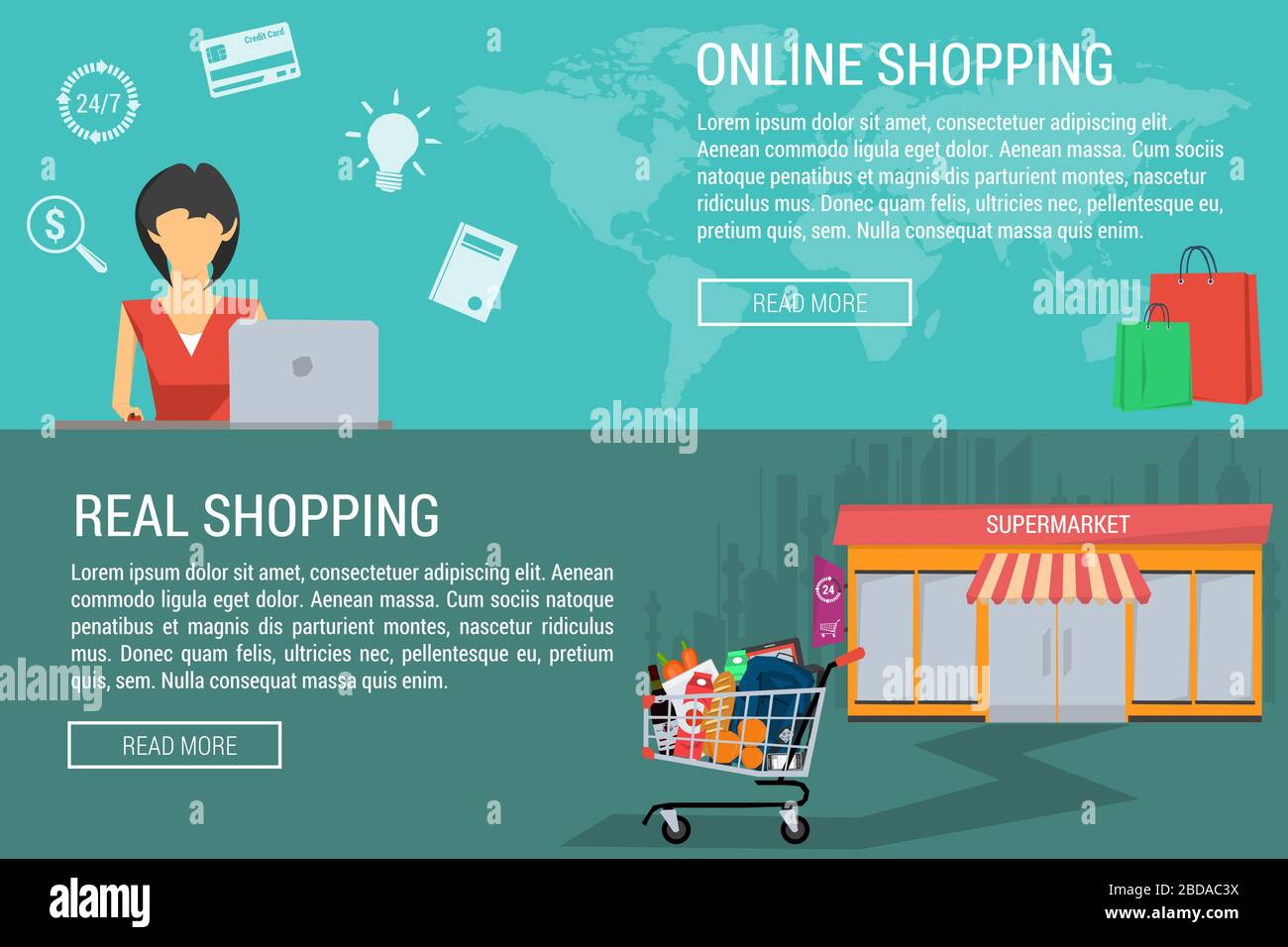 Woman online shopping mobile Stock Vector Images - Alamy