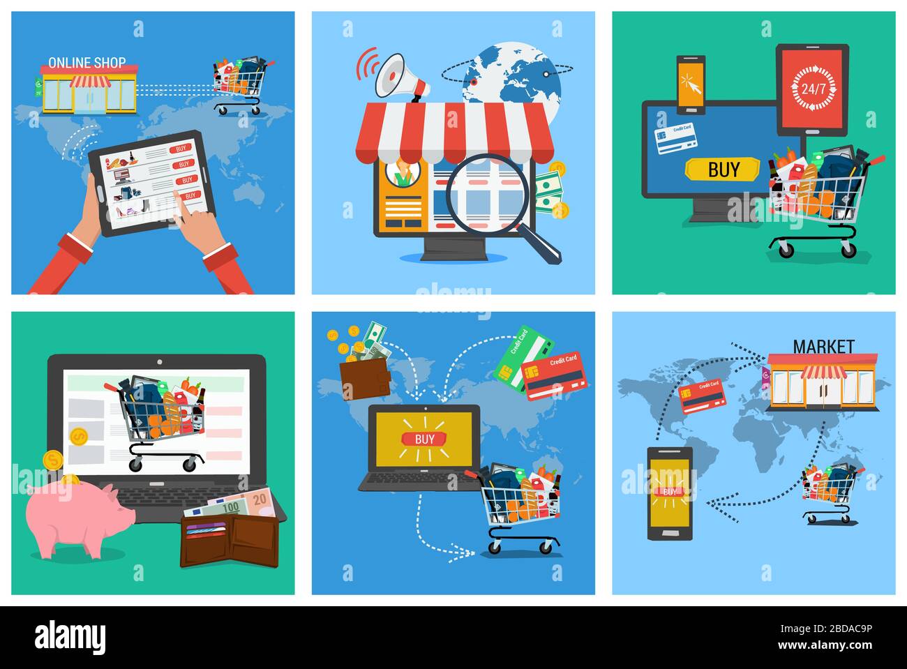 Woman supermarket shopping phone Cut Out Stock Images & Pictures - Alamy