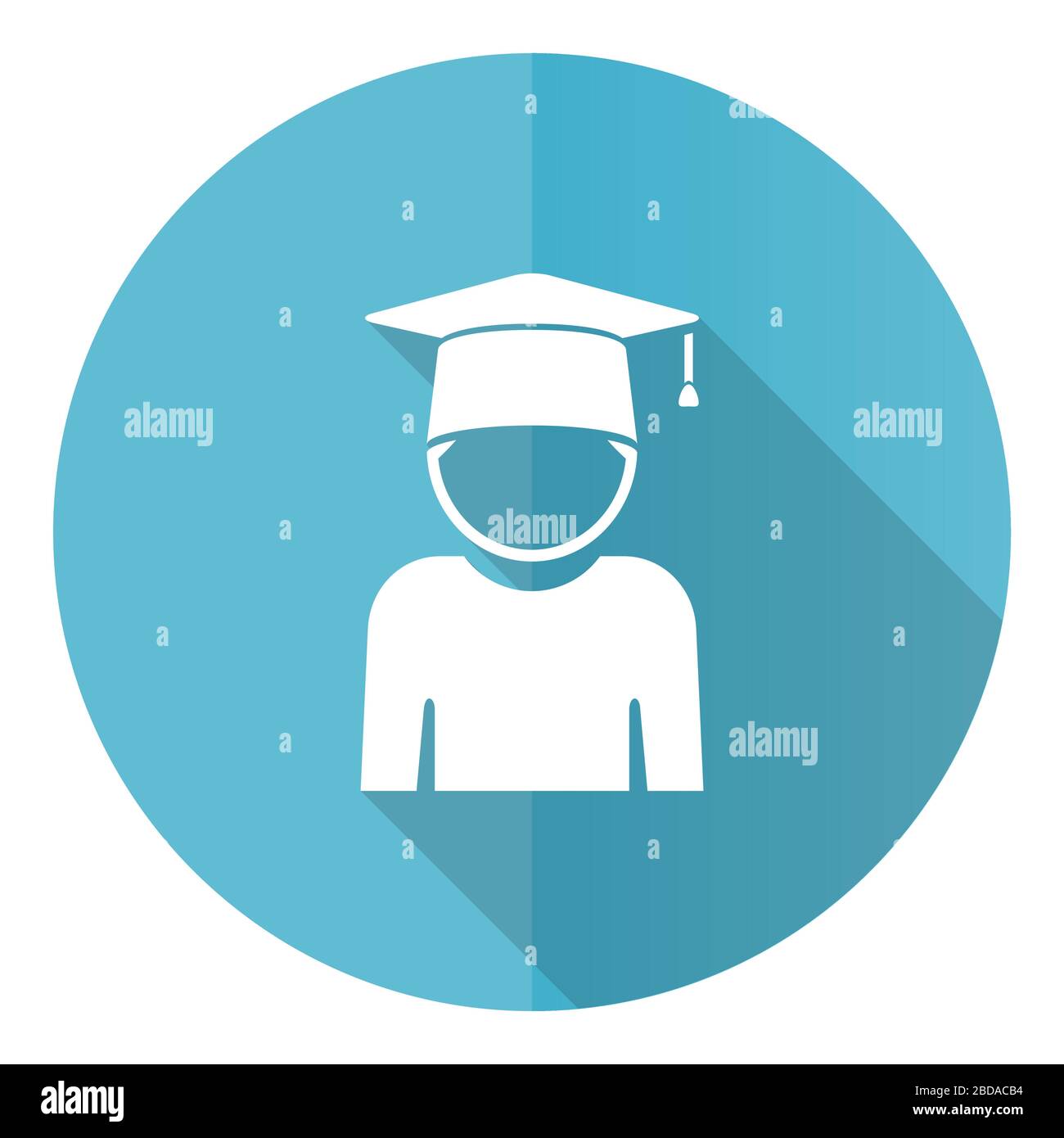 Educate blue round flat design vector icon isolated on white background ...