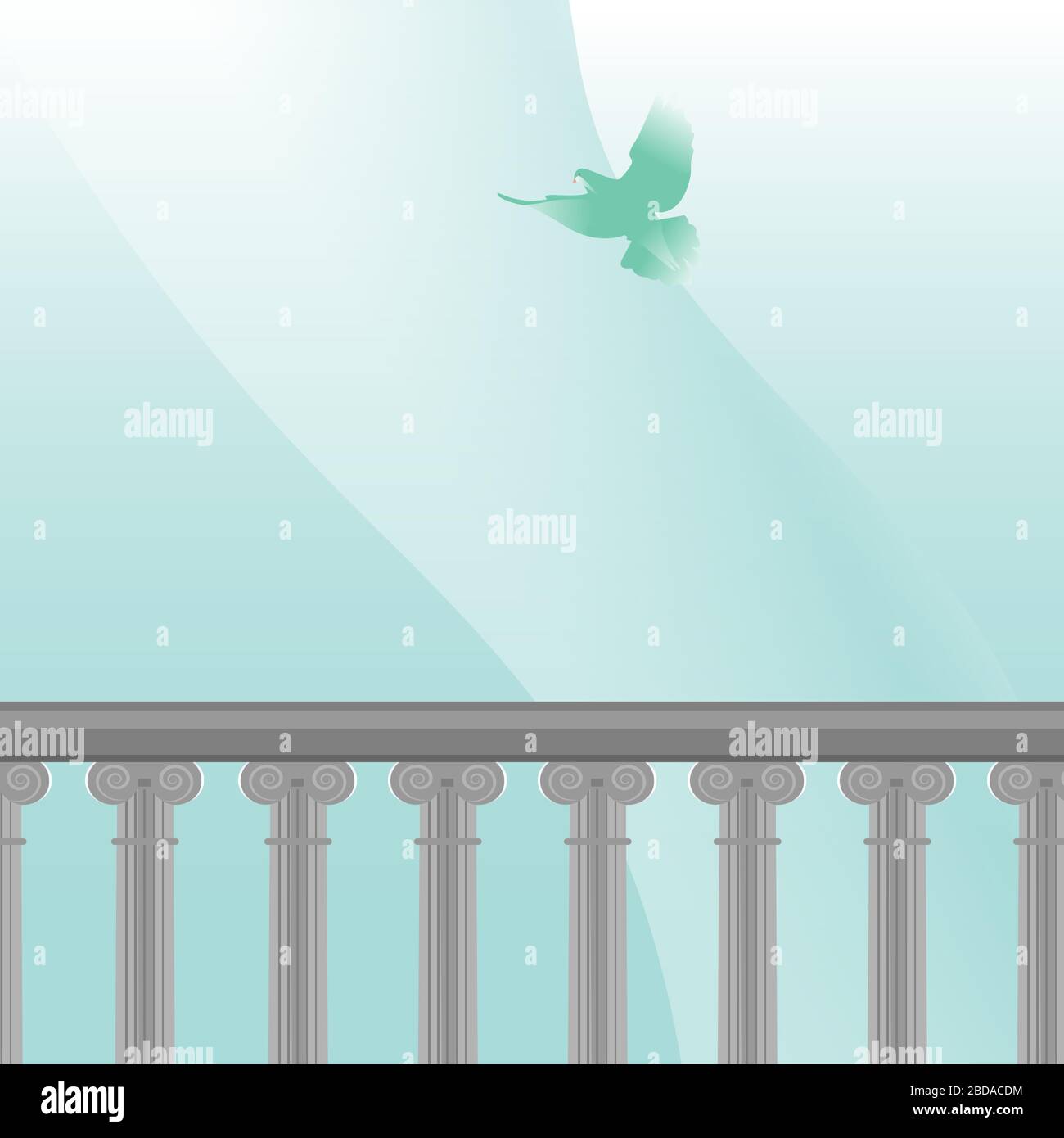 Realistic vector ancient balcony border on a sky background Stock ...