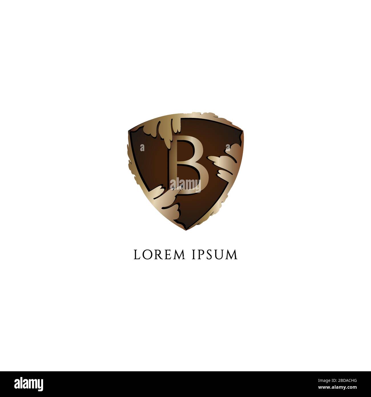 Letter B alphabet logo design template. Luxury Decorative metallic gold ...
