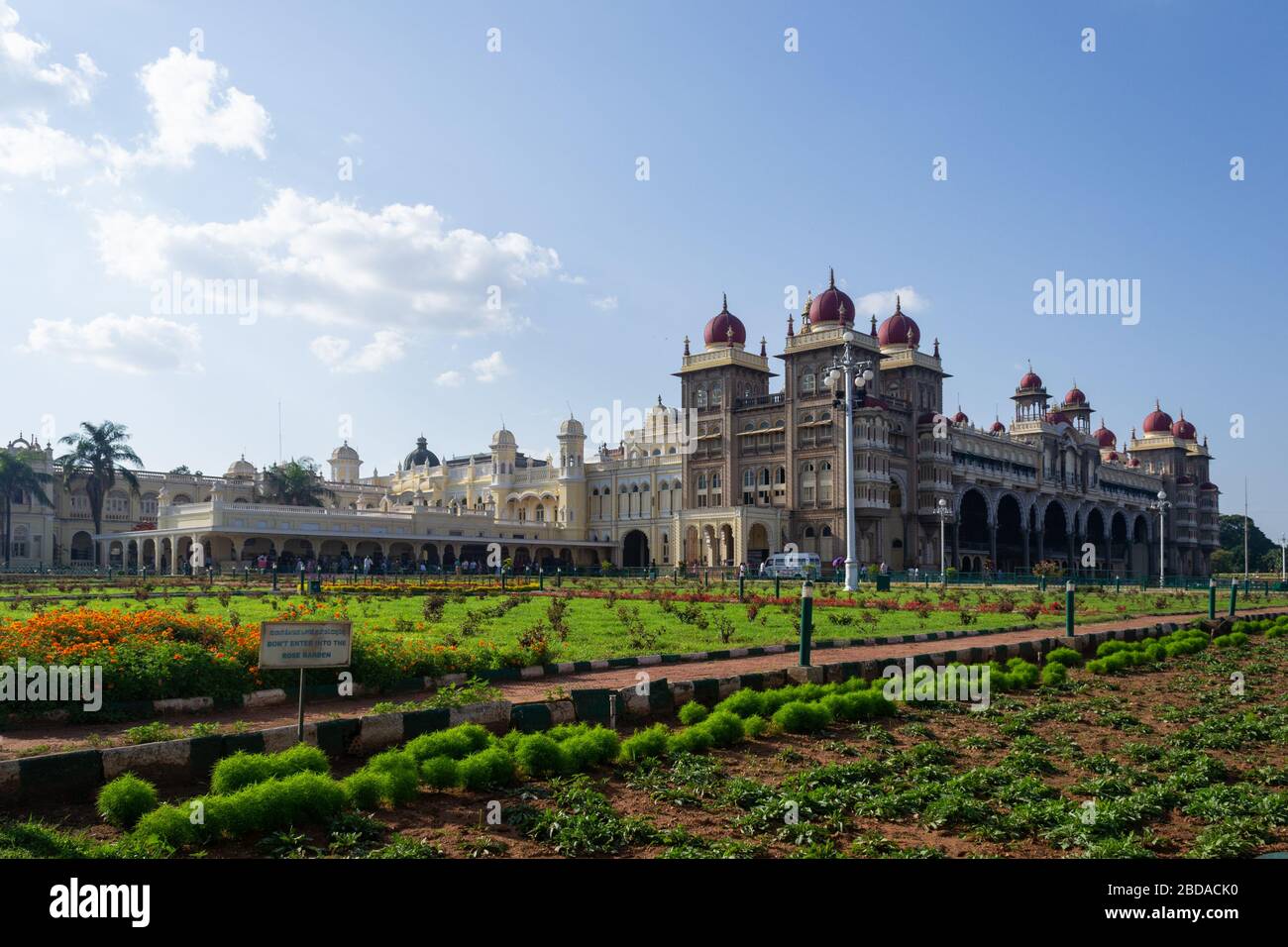 Side angle exterior view of Mysore Palace, Mysore, Karnataka, India ...
