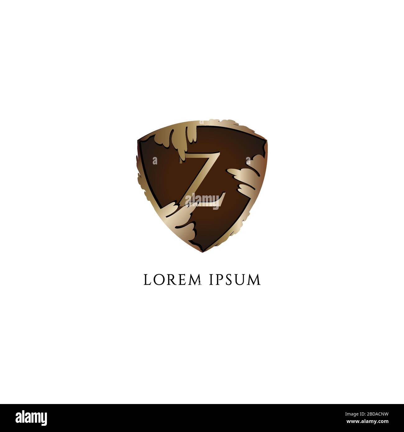 Letter Z alphabet logo design template. Luxury Decorative metallic gold ...