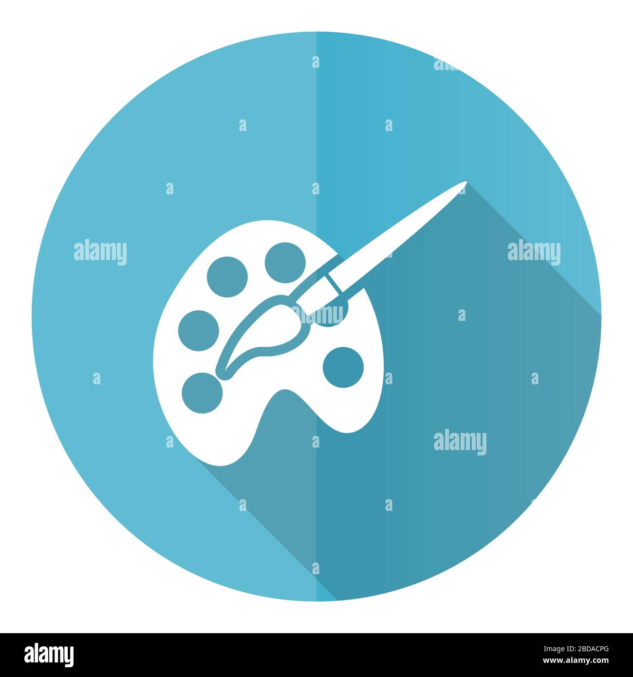 Paint brush blue round flat design vector icon isolated on white ...