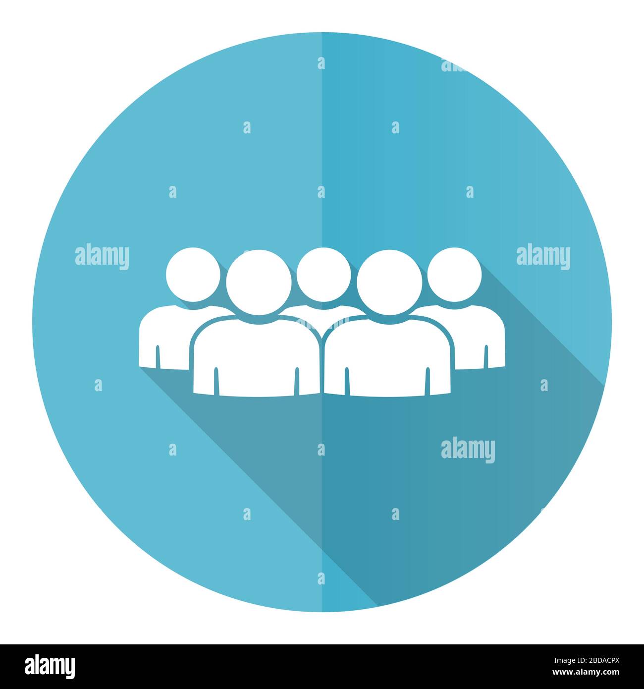 Group of people blue round flat design vector icon isolated on white ...