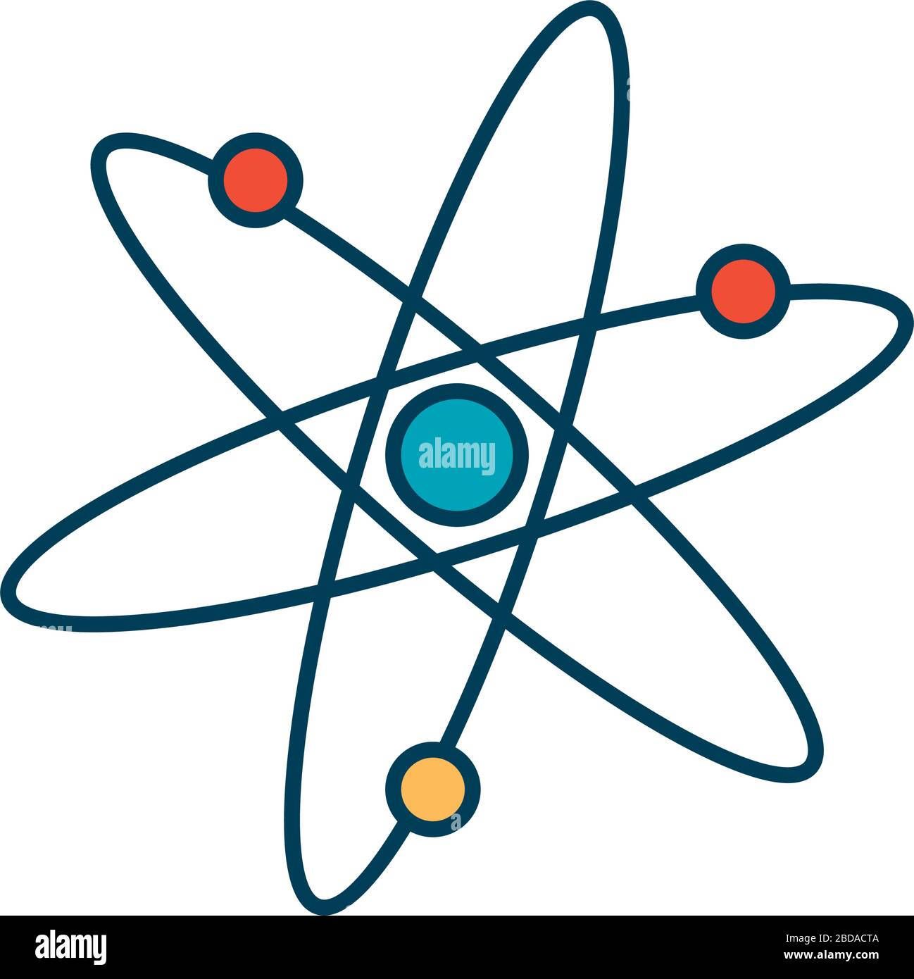 science atom icon over white background, line and fill style, vector ...