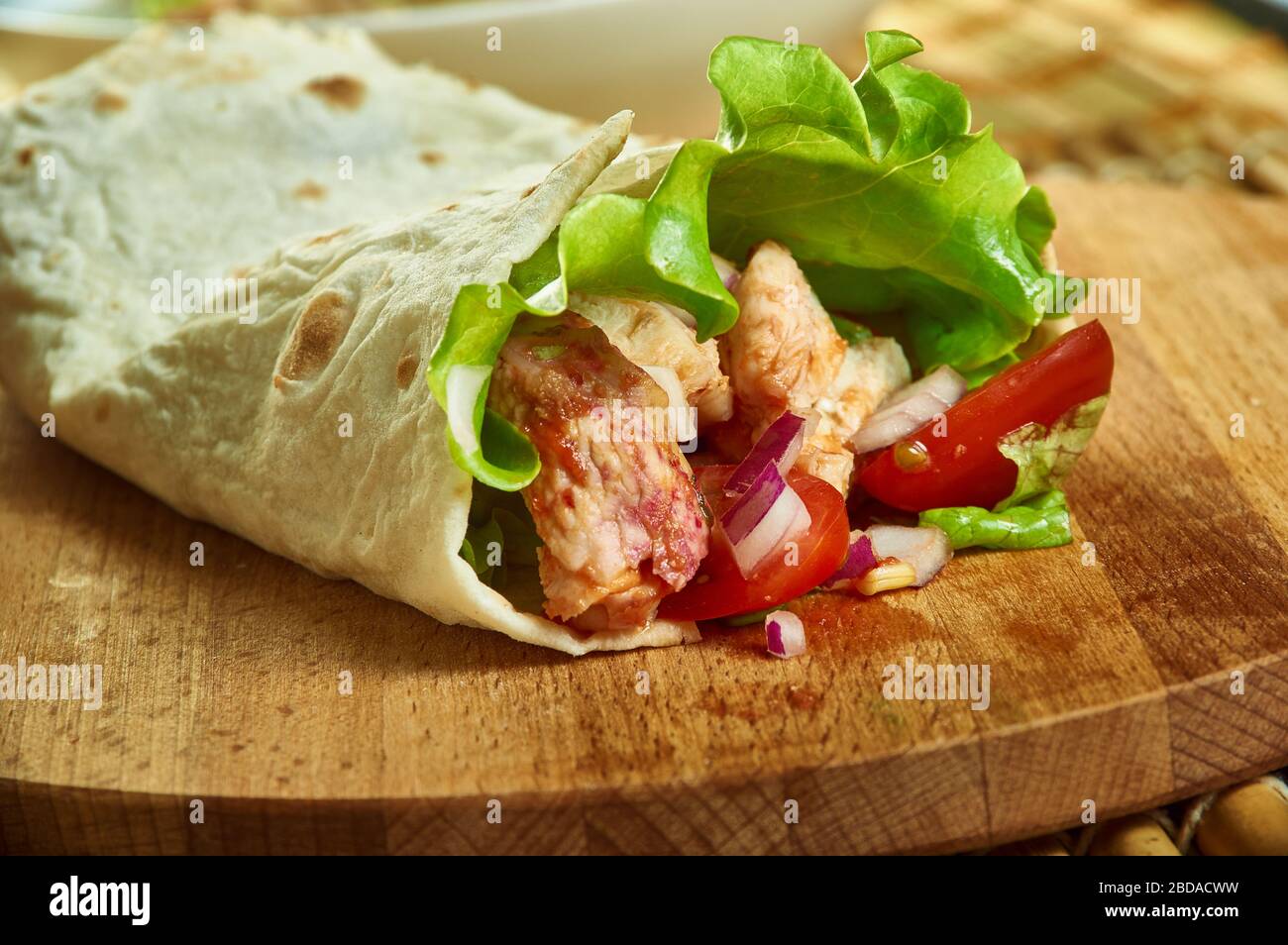 Chicken Butter Masala Wrap, Street Food Style close up Stock Photo - Alamy