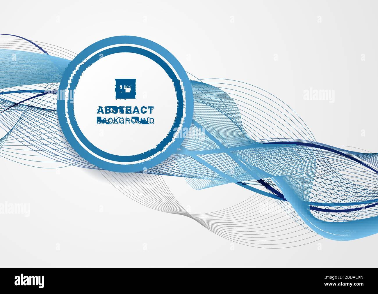 Abstract blue wave or wavy line with circle label on white background ...