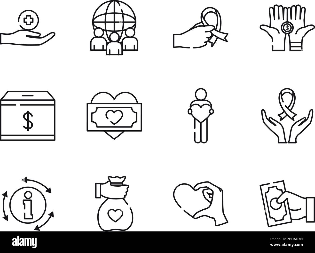 global sphere and humanitarian aids icon set over white background ...