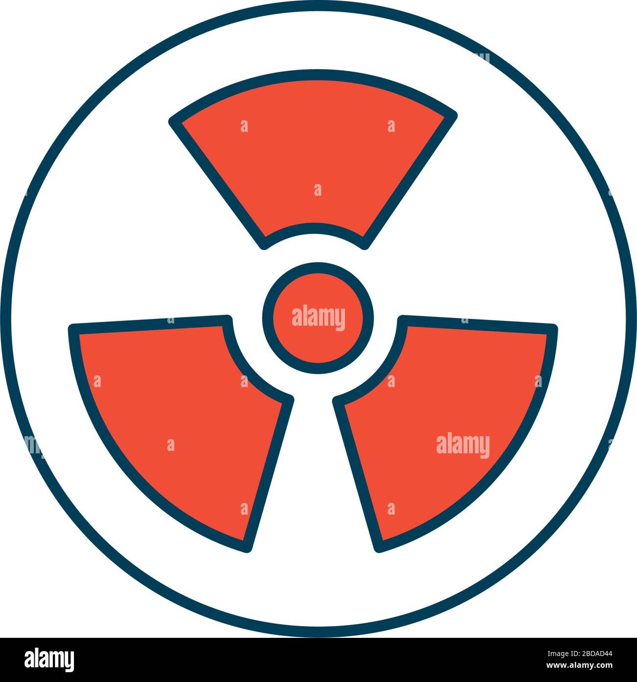 nuclear sign icon over white background, line and fill style, vector ...