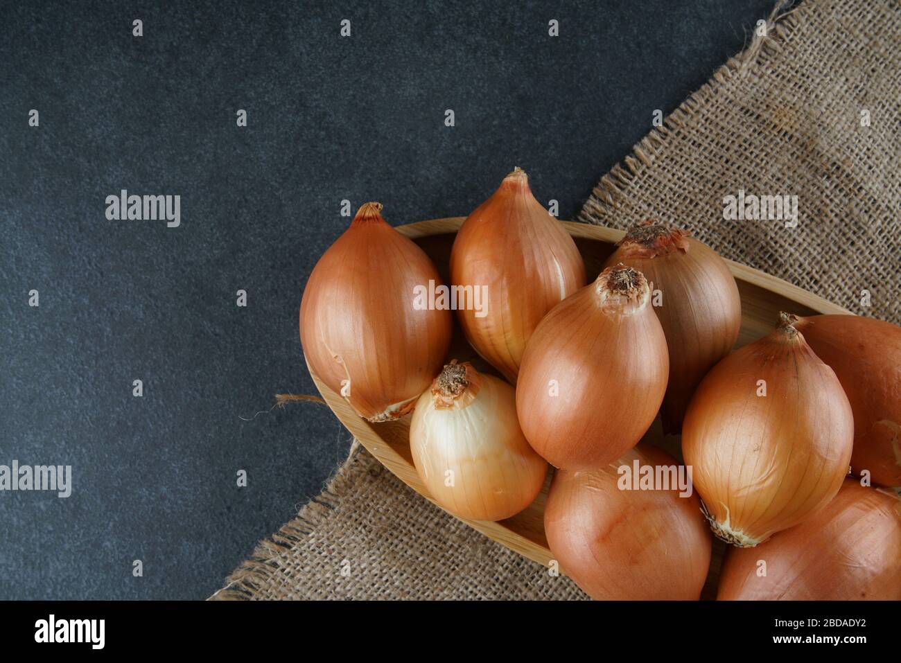 fresh gold onion on dark background Stock Photo - Alamy