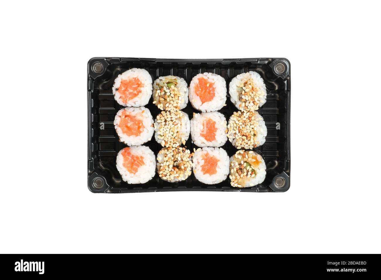 Box with sushi isolated on white background Stock Photo - Alamy