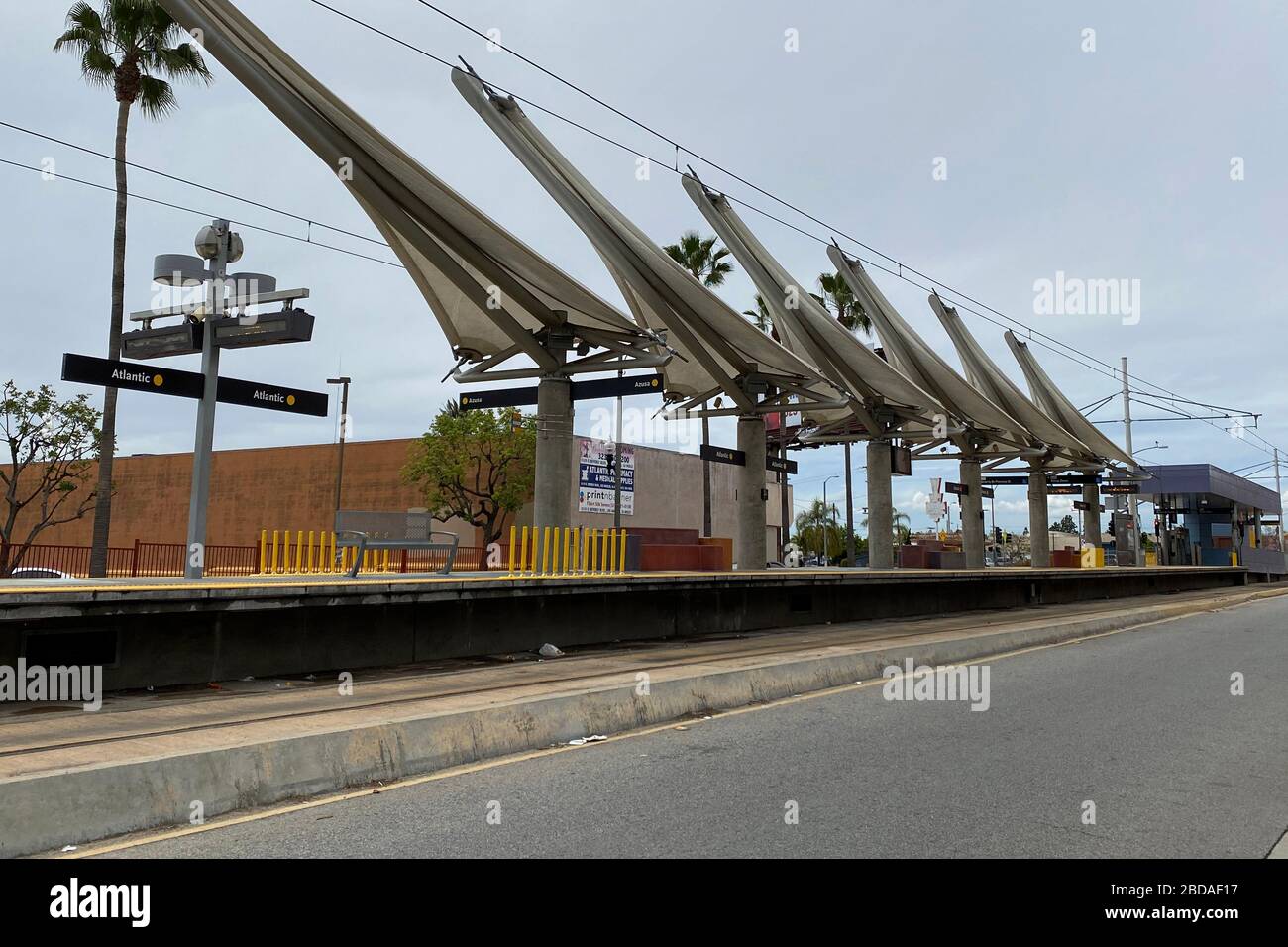 CALIFORNIA, USA. 07th Apr, 2020. The vacant Metro Rail Gold Line ...