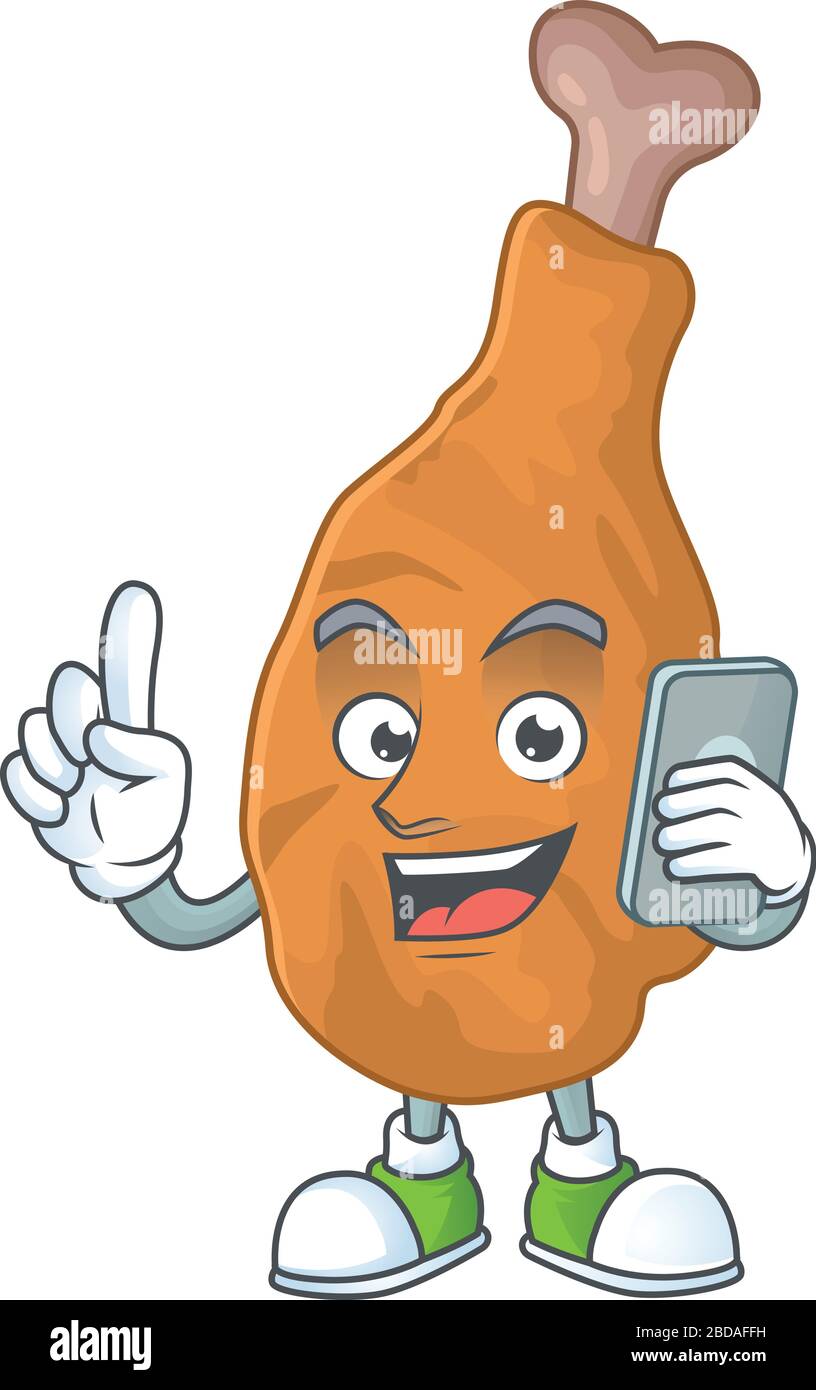 Cartoon design concept of fried chicken talking on phone Stock Vector ...