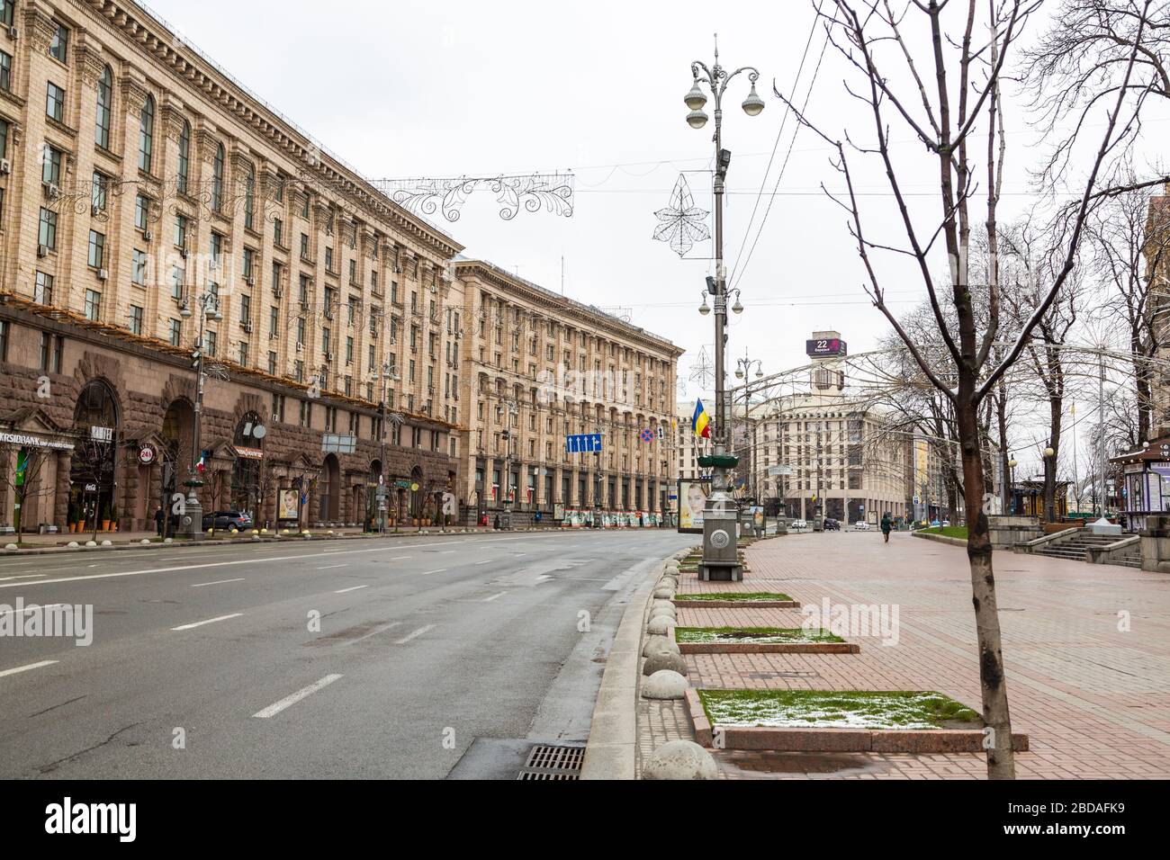 Kyiv, Ukraine - March, 22, 2020: Khreschatyk street. The main street of ...