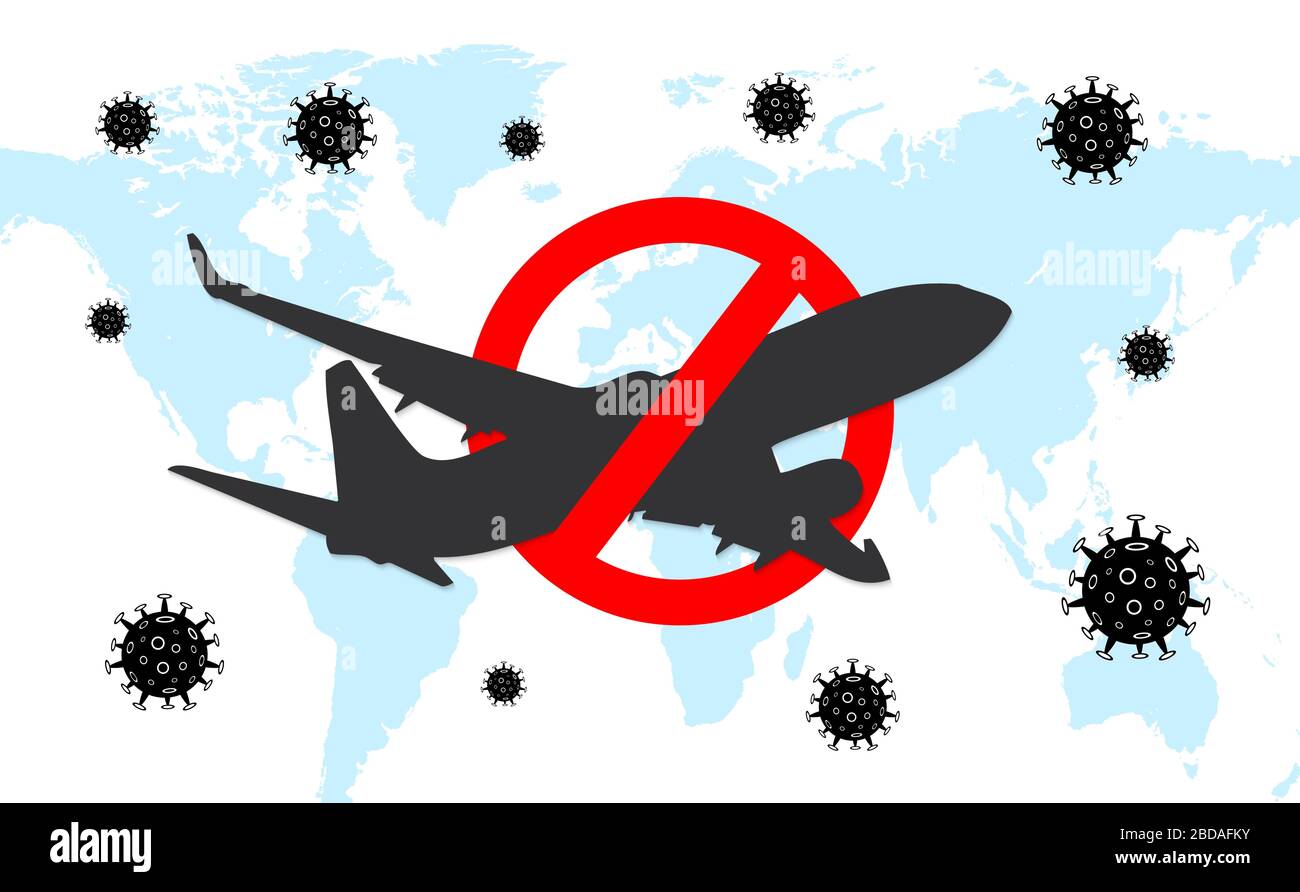 Dangerous novel coronavirus COVID-19. Stop airplane flying. Pandemic ...