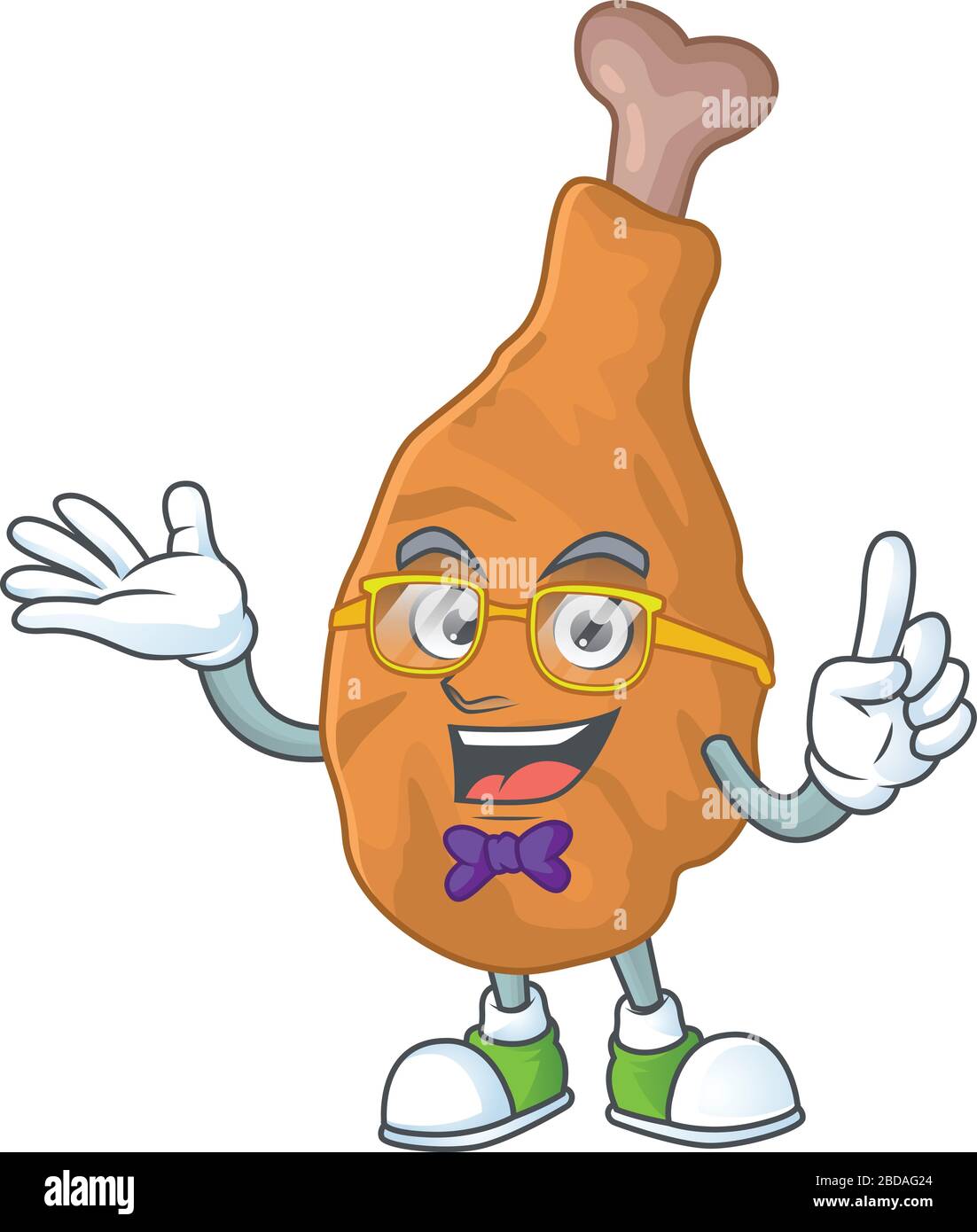 Cartoon character design of Geek fried chicken wearing weird glasses ...