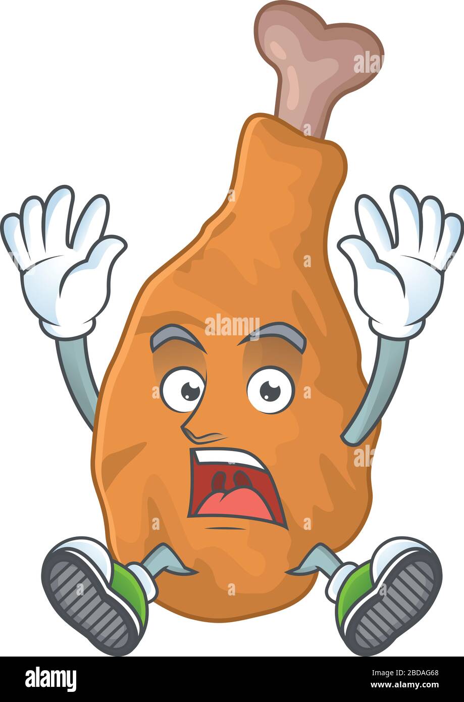 Fried chicken cartoon character design showing shocking gesture Stock ...