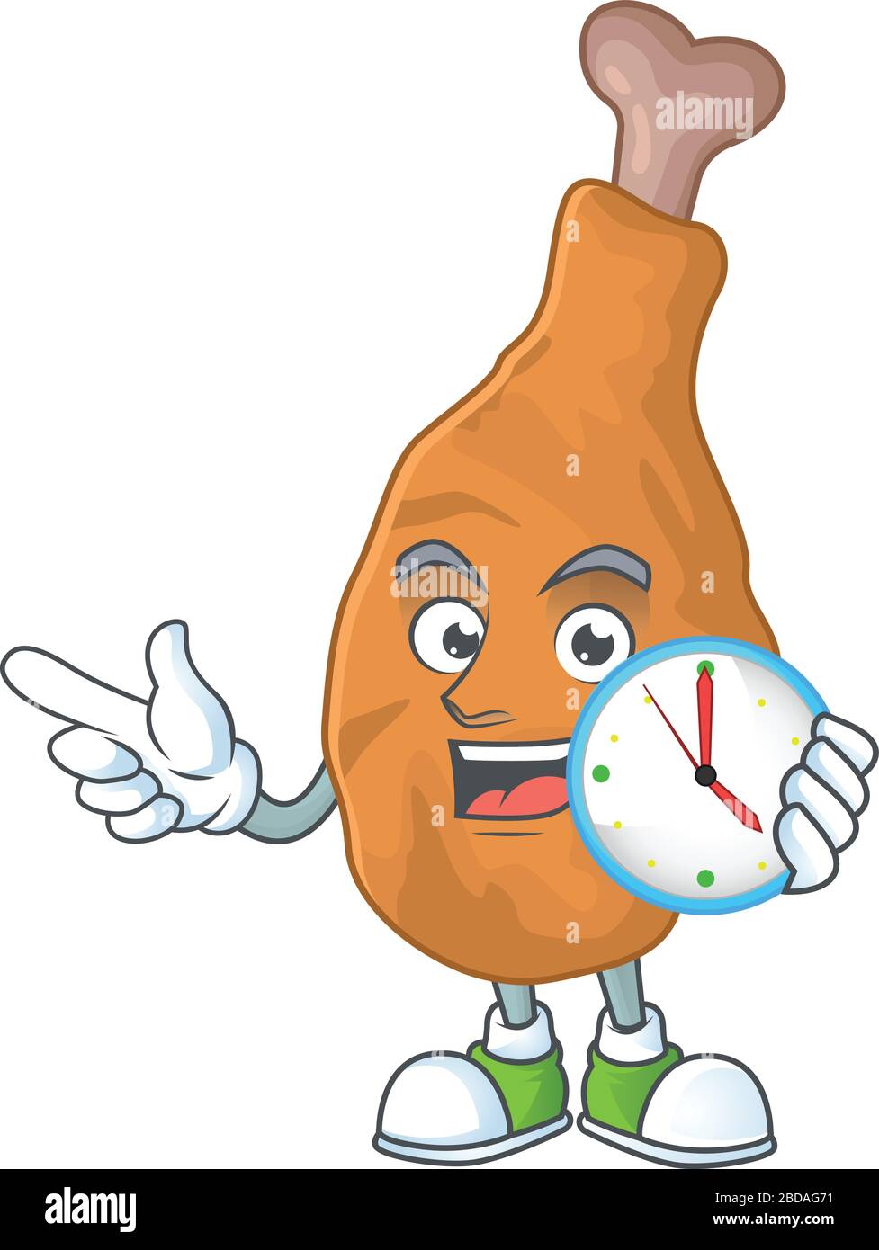 Fried chicken mascot design concept holding a circle clock Stock Vector ...