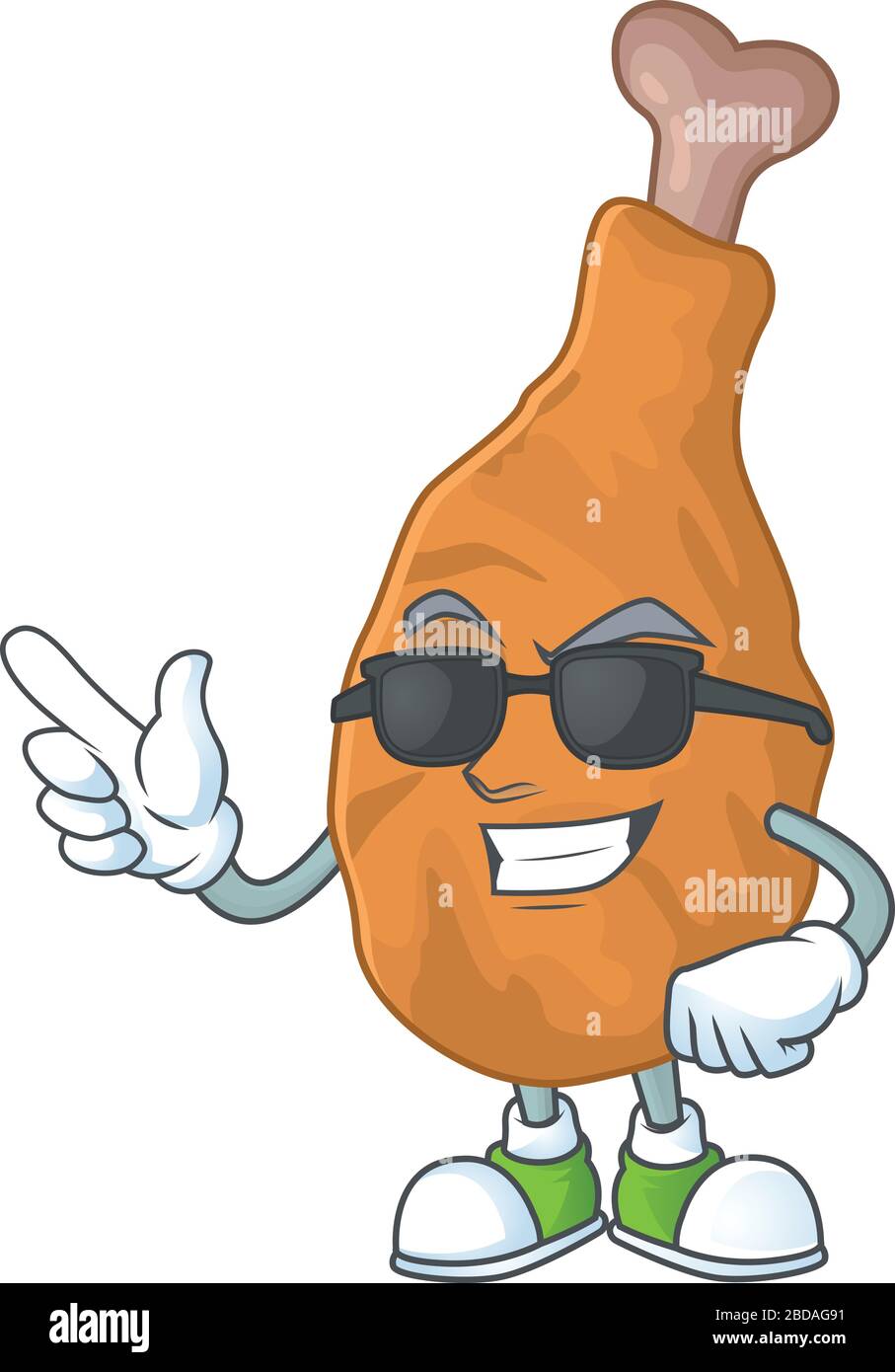 Super cute fried chicken cartoon character wearing black glasses Stock ...