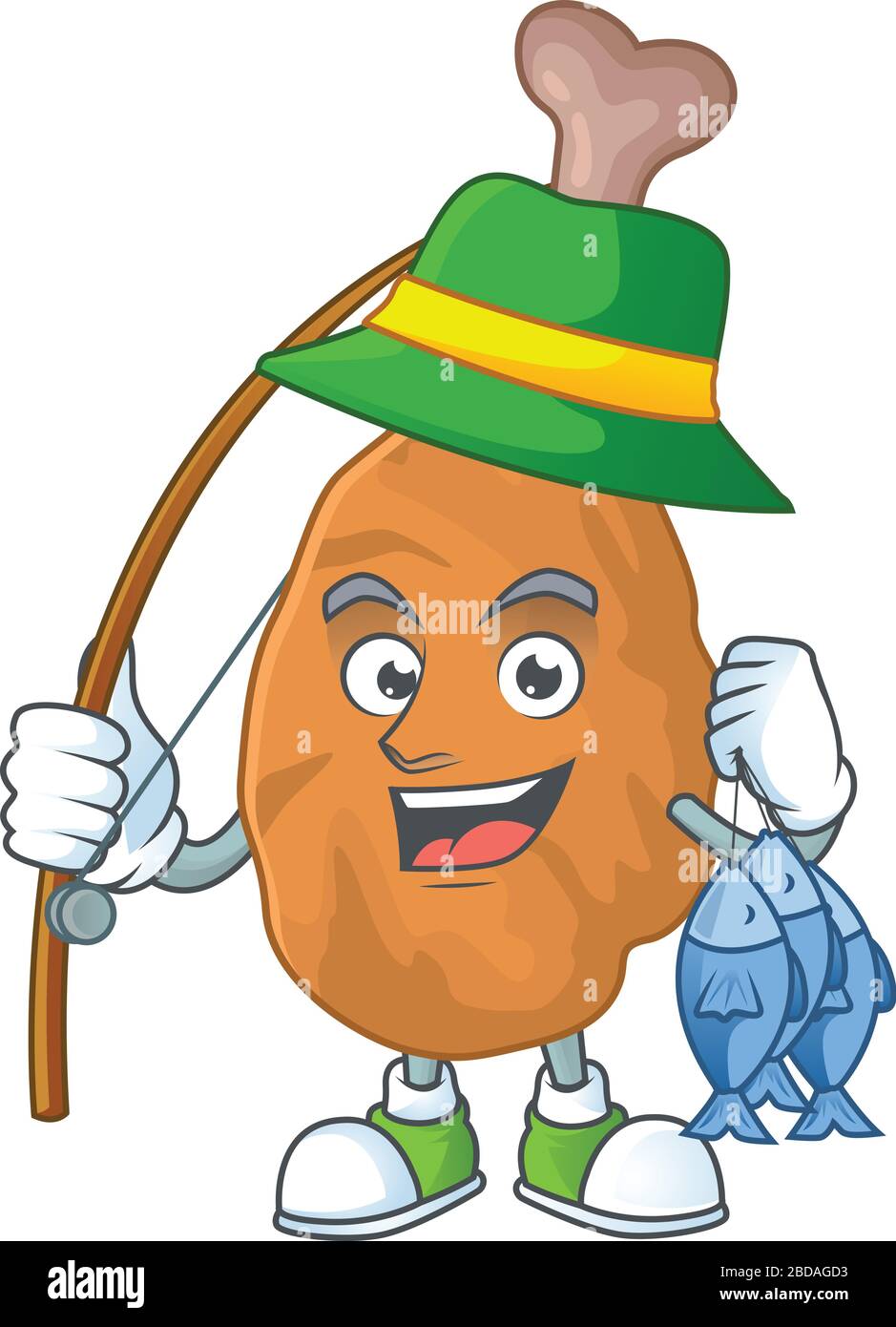 A Picture of fried chicken fisher mascot design catch a fish Stock ...