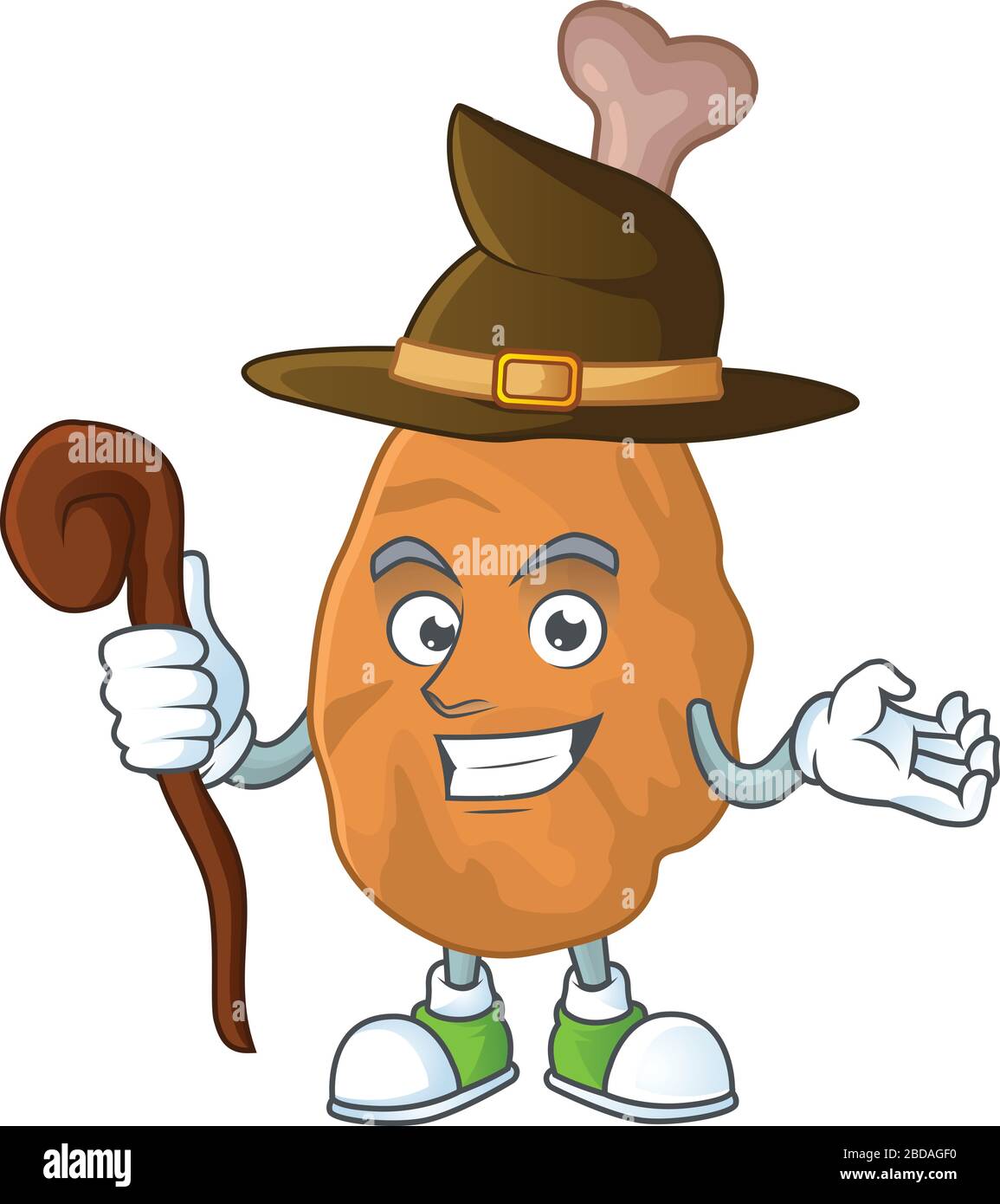 Cute and sneaky Witch fried chicken cartoon design style Stock Vector ...