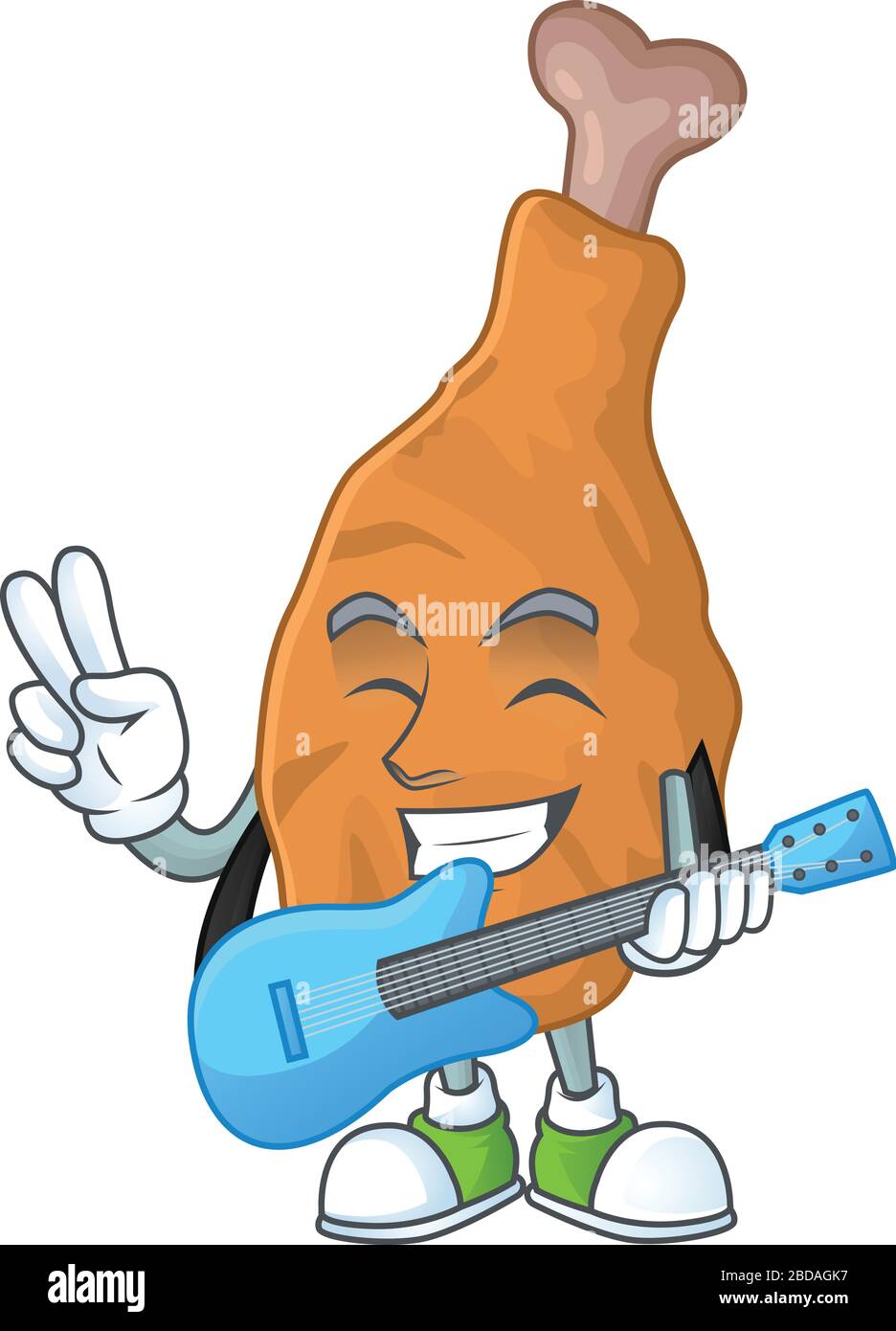 Happy face of fried chicken cartoon plays music with a guitar Stock ...