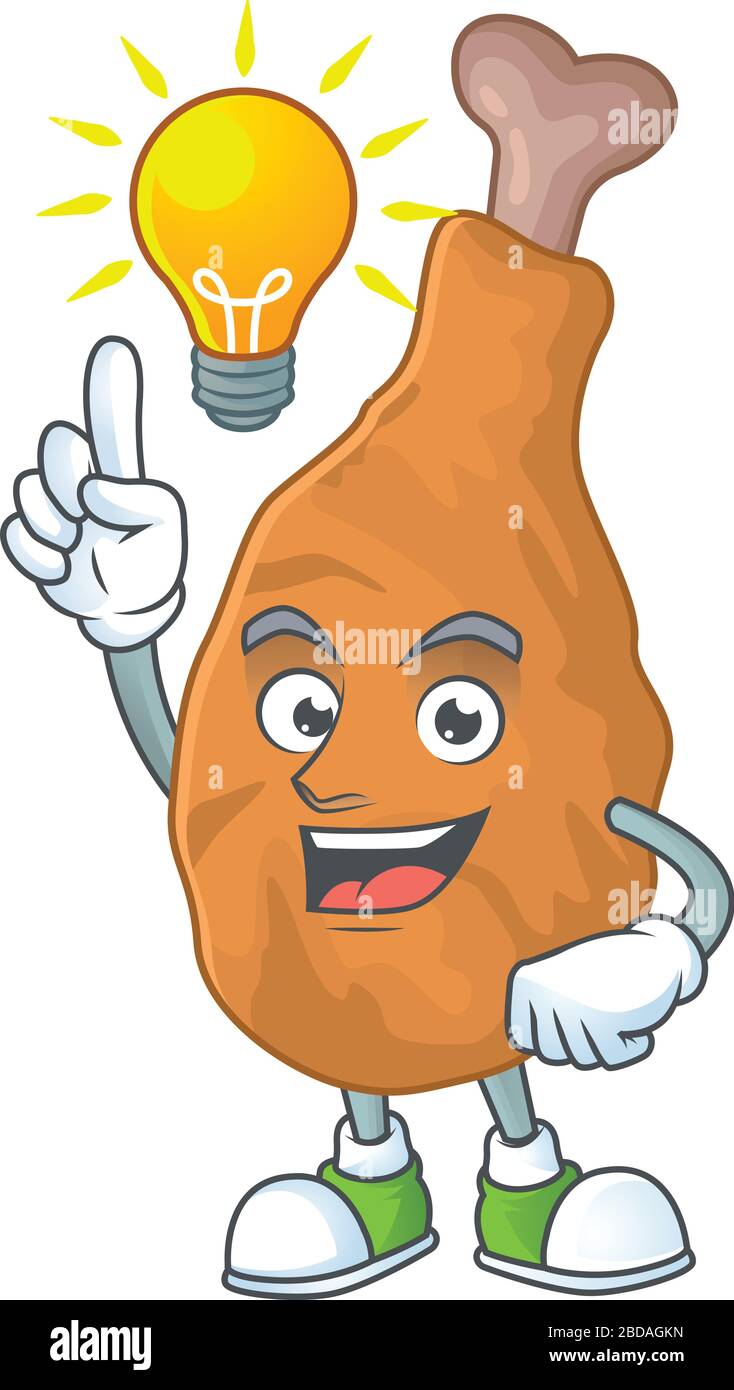 A genius fried chicken mascot character design have an idea Stock ...