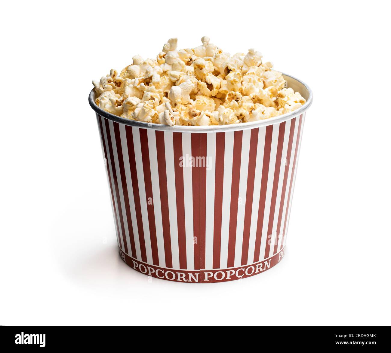 Big bucket of popcorn isolated on white Stock Photo - Alamy