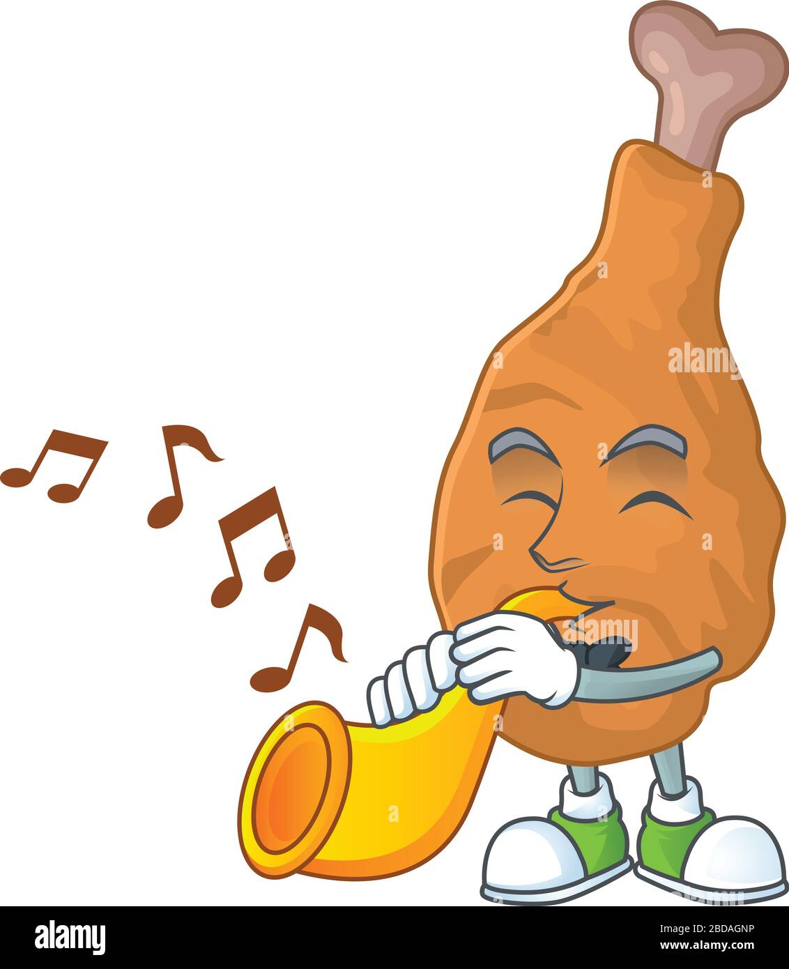 A brilliant musician of fried chicken cartoon character playing a ...