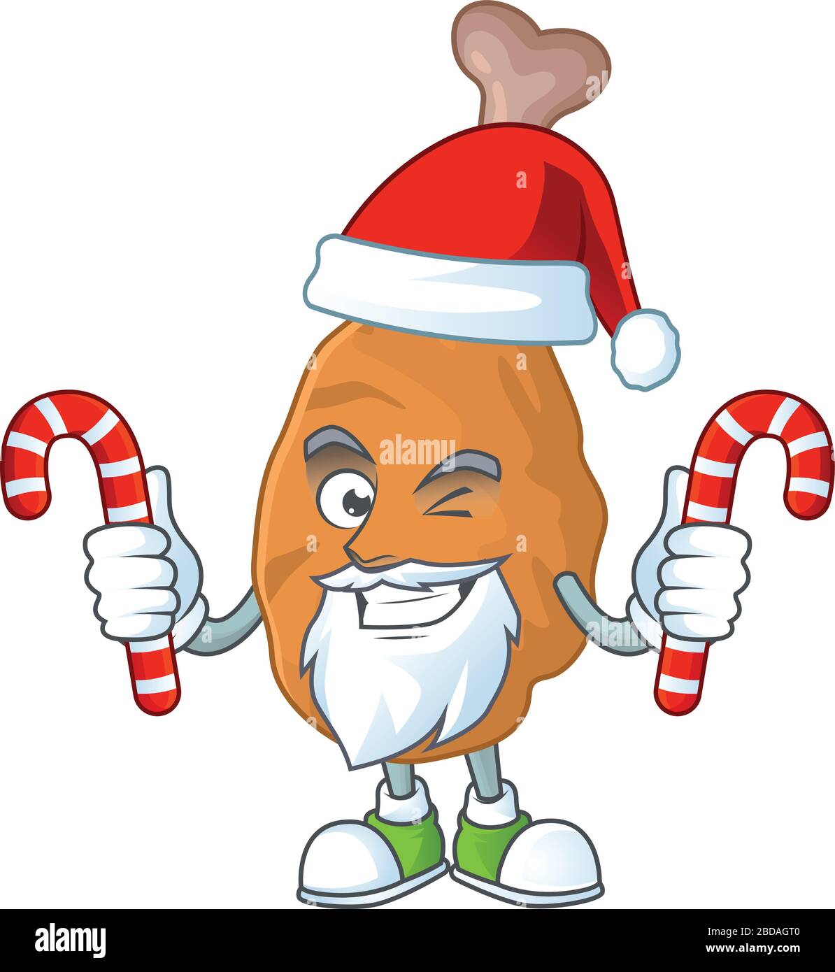 Fried chicken humble Santa Cartoon character having candies Stock ...