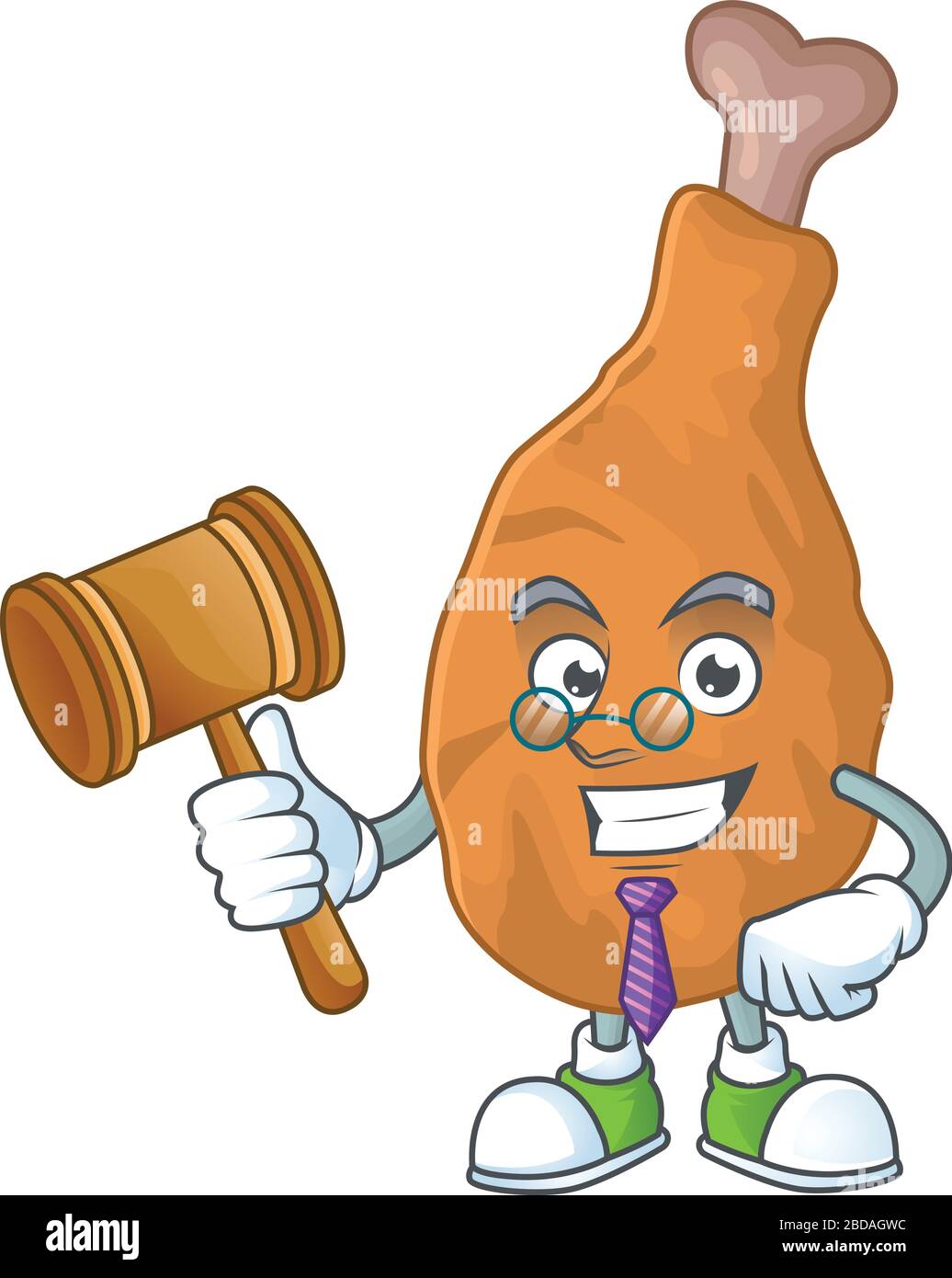 Charismatic Judge fried chicken cartoon character design with glasses ...