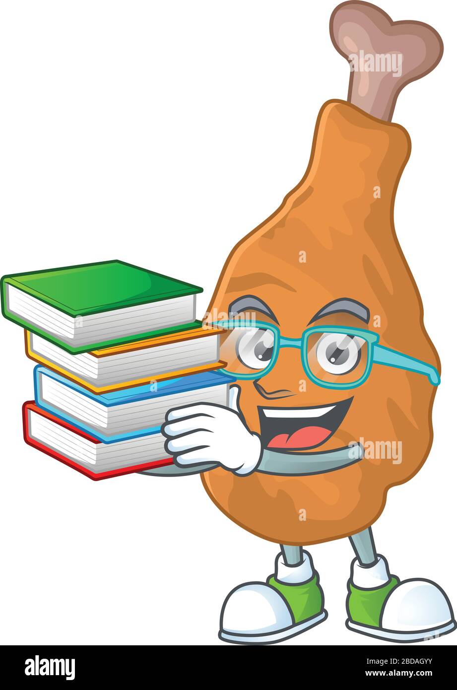 A mascot design of fried chicken student character with book Stock ...