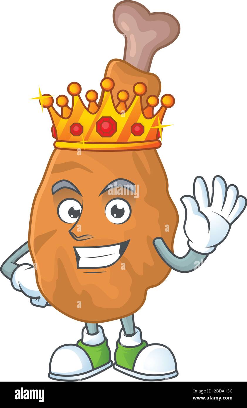 The Charismatic King of fried chicken cartoon character design wearing ...