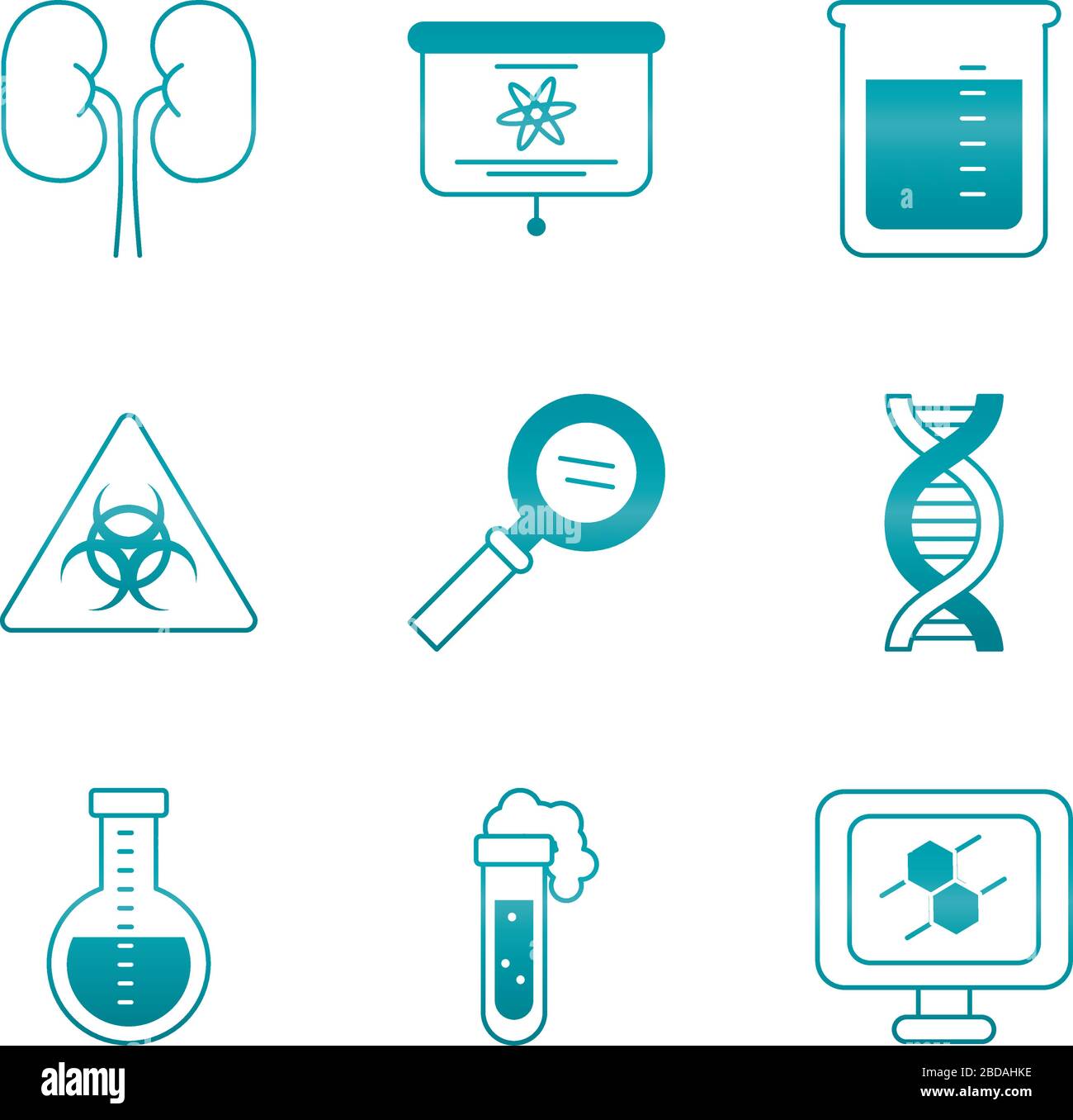 magnifying glass with science and investigation icon set over white ...