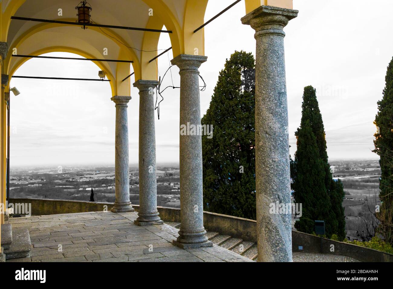 panorama seen through the porch of a church Stock Photo - Alamy