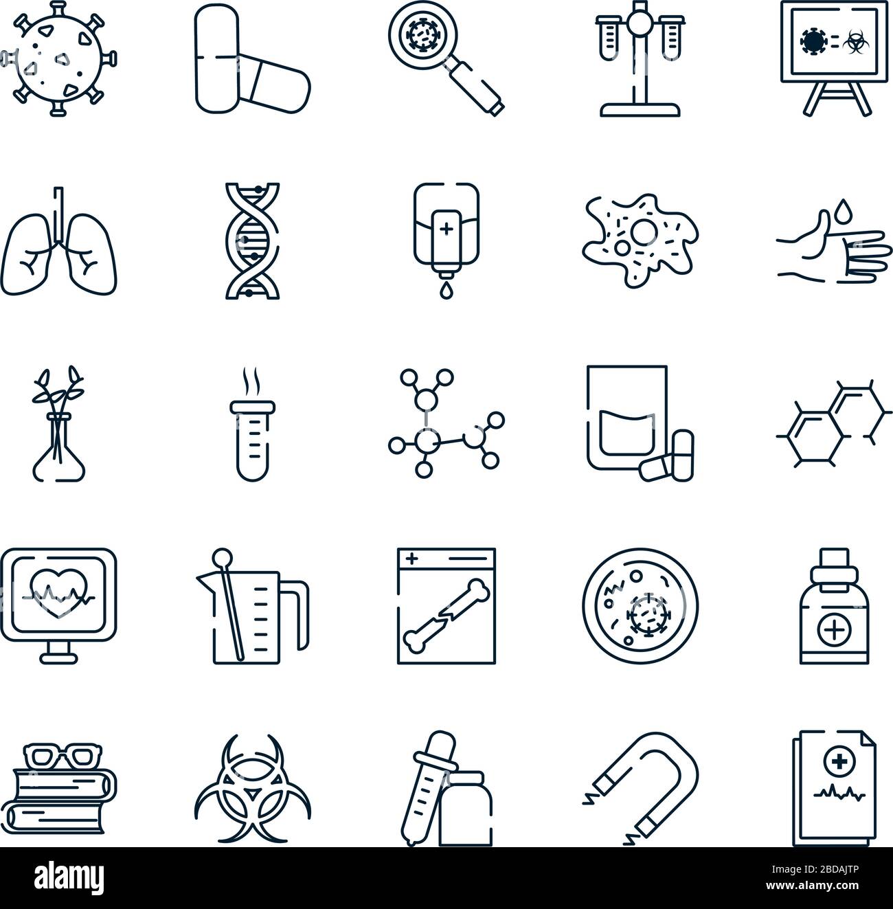 science and investigation icon set over white background, line style ...